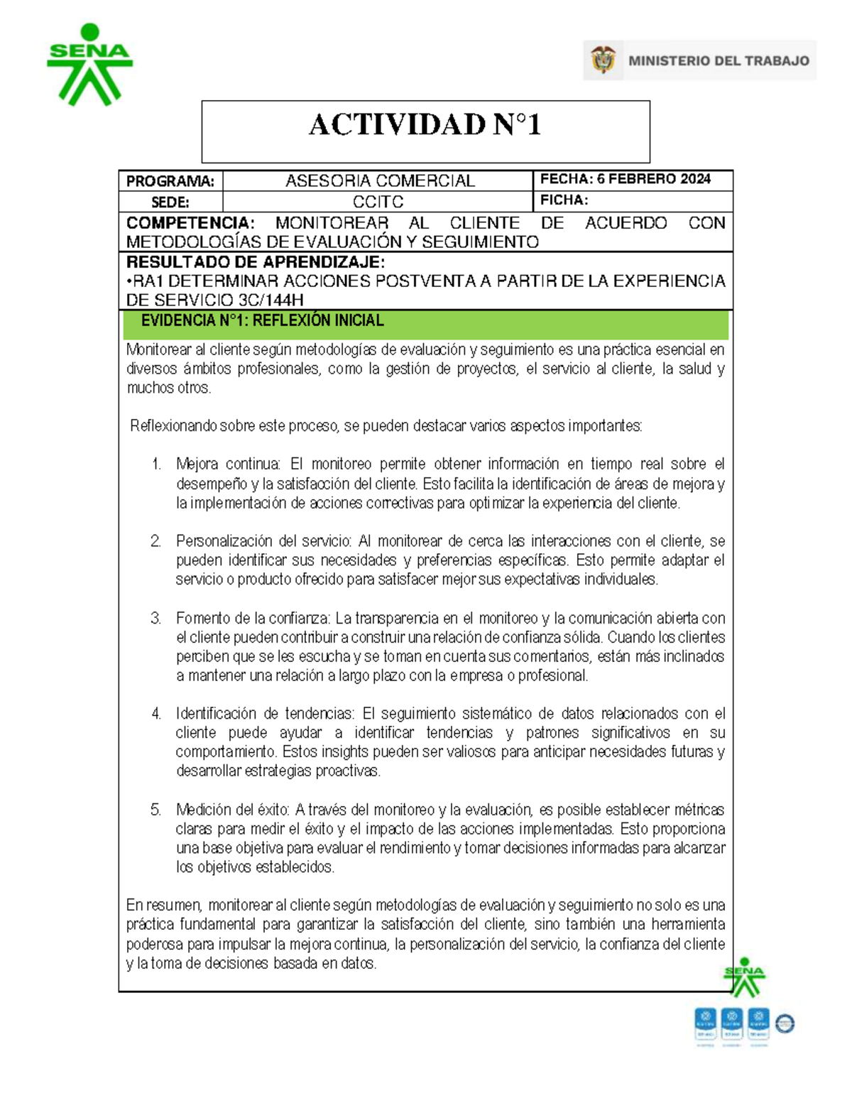 3 Cierre Actividades - PROGRAMA: ASESORIA COMERCIAL FECHA: 6 FEBRERO ...