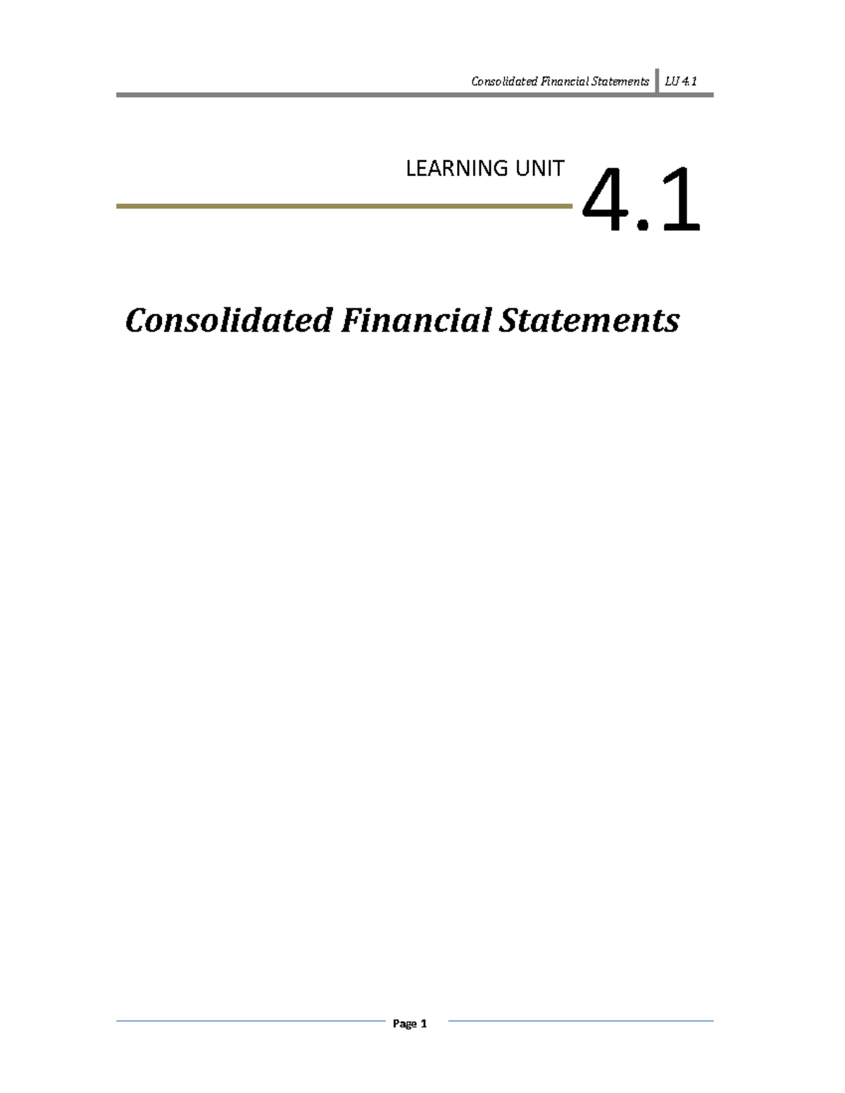 LU+4 - Consolidated Financial Statements LU 4. LEARNING UNIT 4 ...