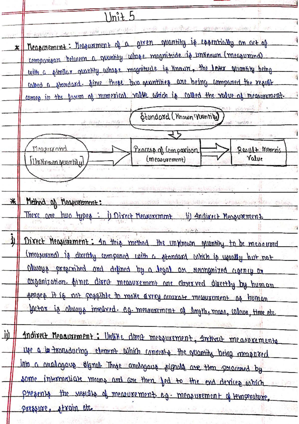 Measurement - Complete notes for chapter with questions answers - b ...