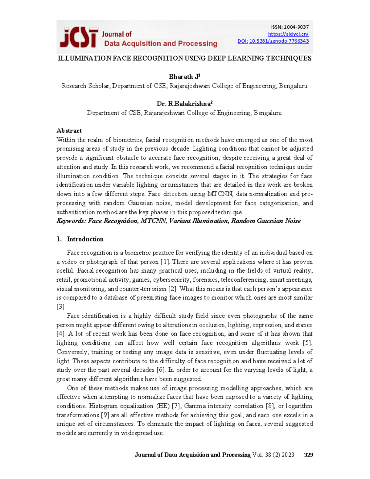 Face Recognition Under Varying Lightning Conditions Issn 1004