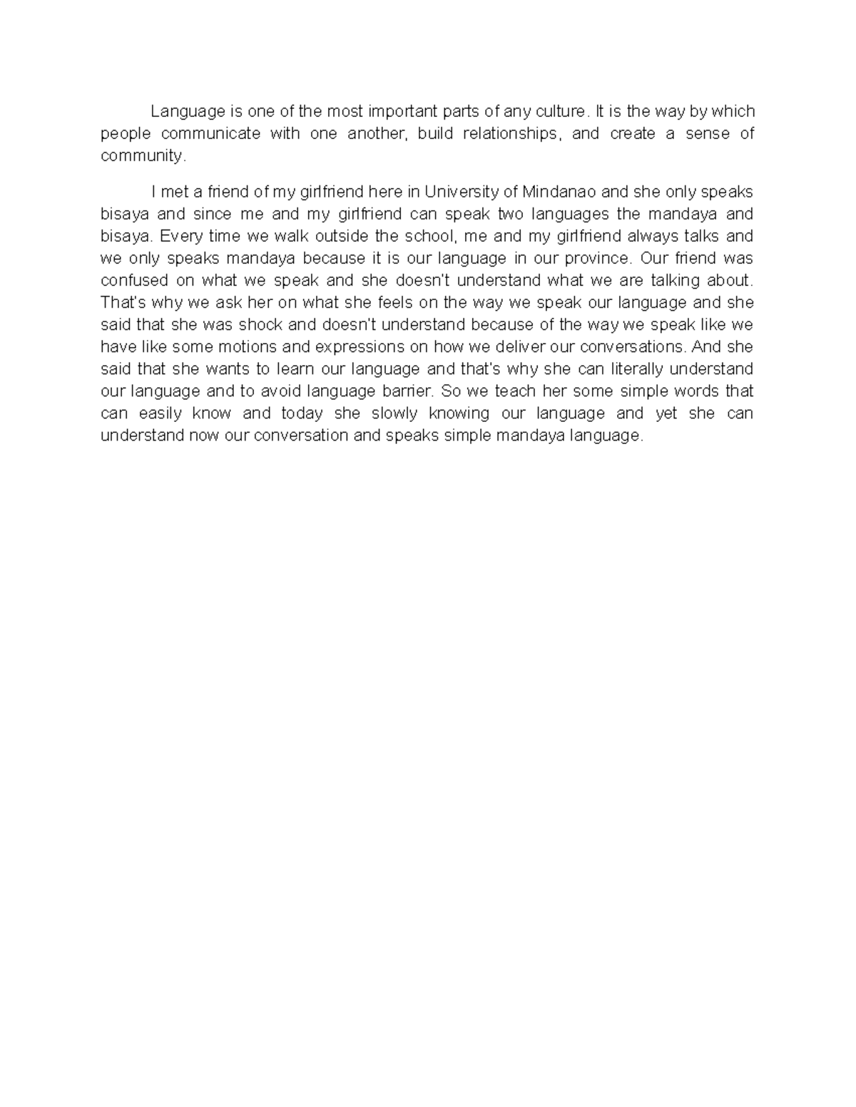 Speech GE2 - basahin nyo lang hehe - Language is one of the most ...