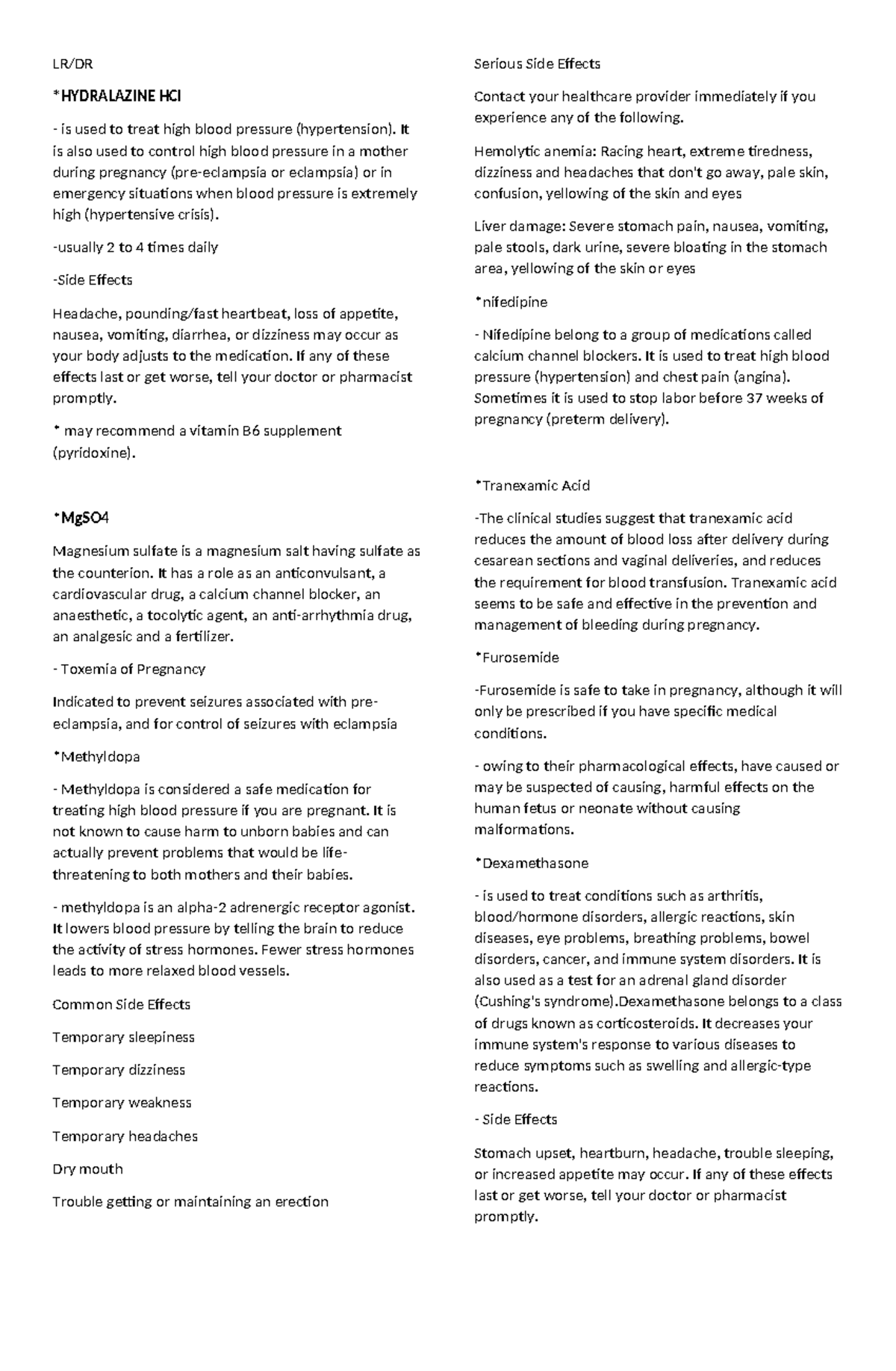 LRDR - HYDRALAZINE HCI - is used to treat high blood pressure ...