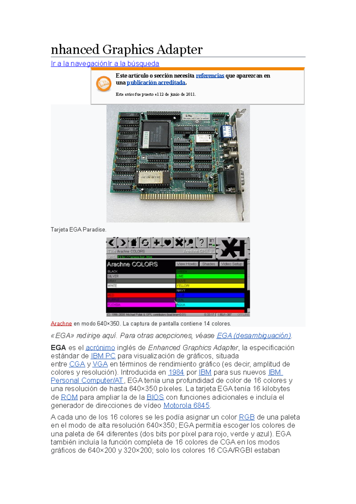 Nhanced Graphics Adapter - Este aviso fue puesto el 12 de junio de 2011 ...