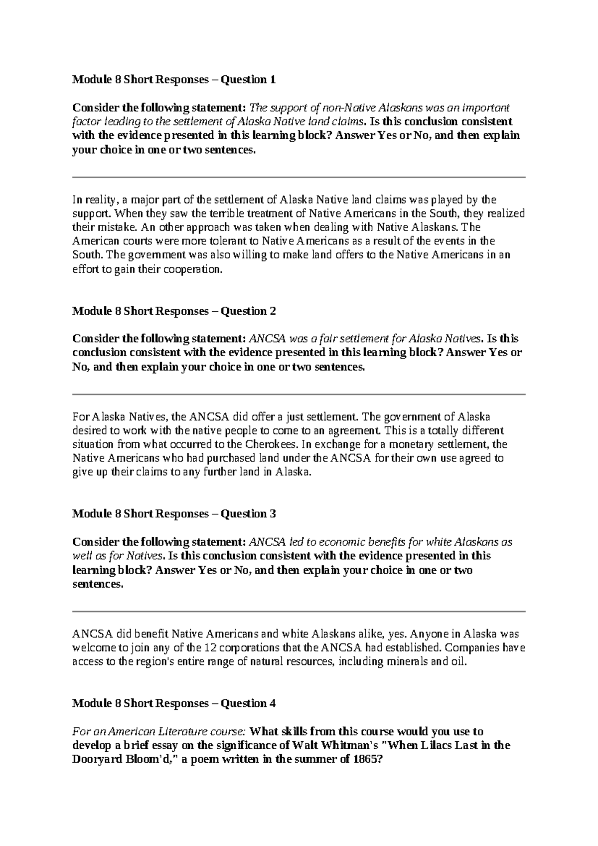 8-2 Module eight Short Responses - Module 8 Short Responses – Question ...