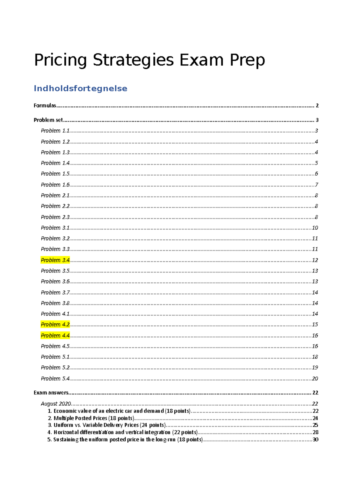 Pricing strategies formulas - Pricing Strategies Exam Prep - Studocu