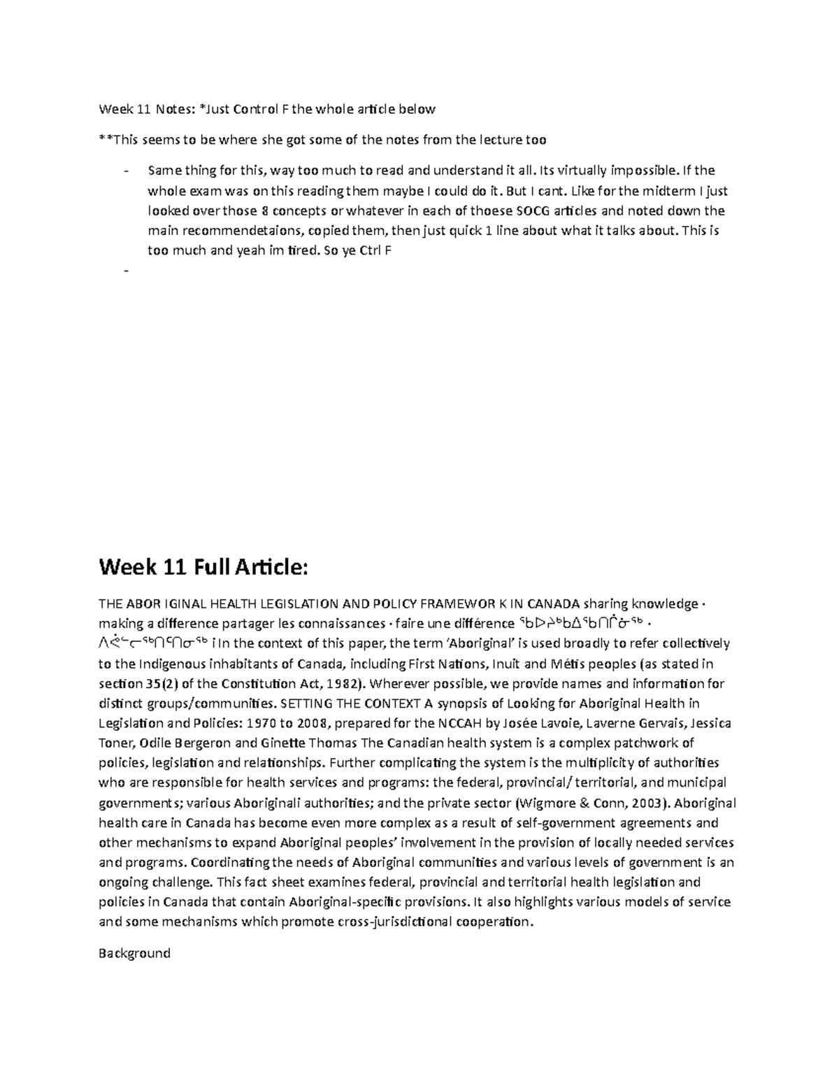 Module 11 Notes - Week 11 Notes: *Just Control F the whole aricle below ...
