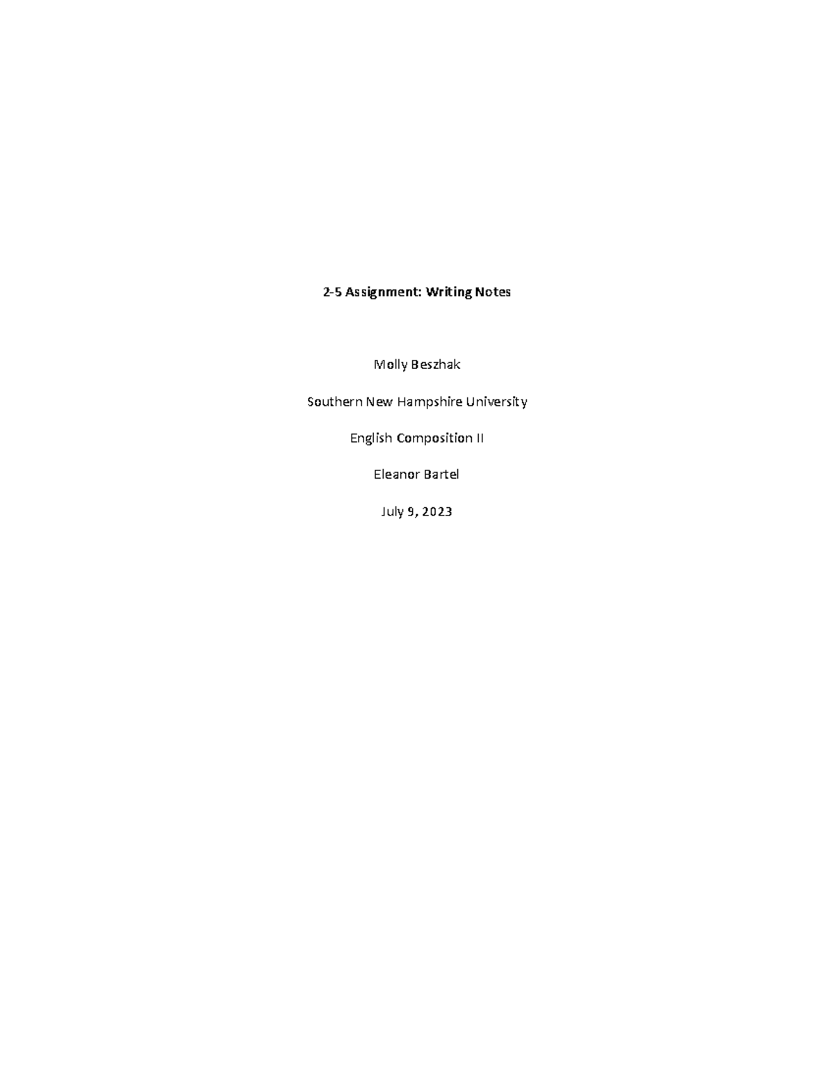 2-5 Assignment Writing Notes - ENG 123 - SNHU - Studocu