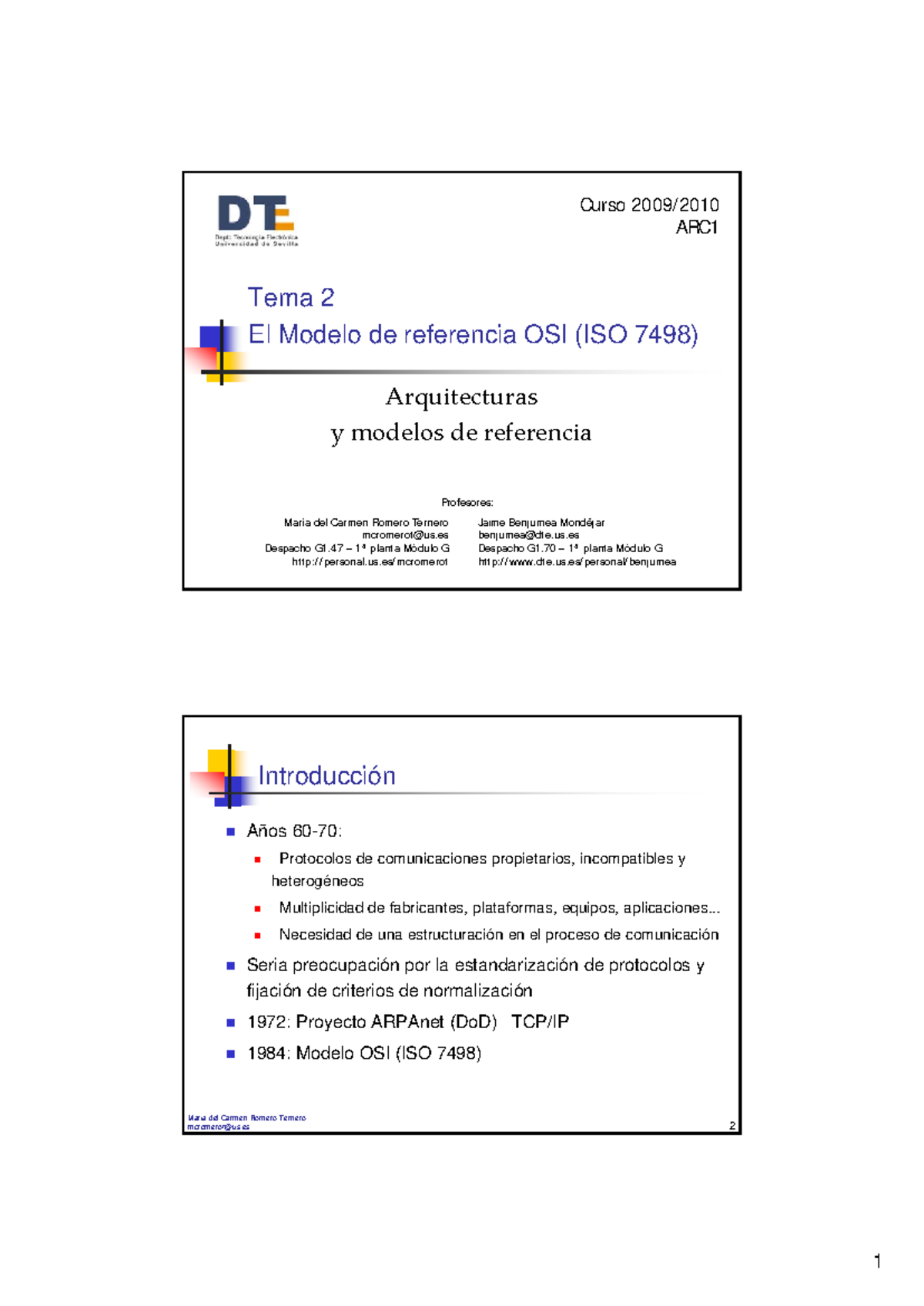 Modelo OSI - Tema 2 Curso 2009/ ARC El Modelo de referencia OSI (ISO ...
