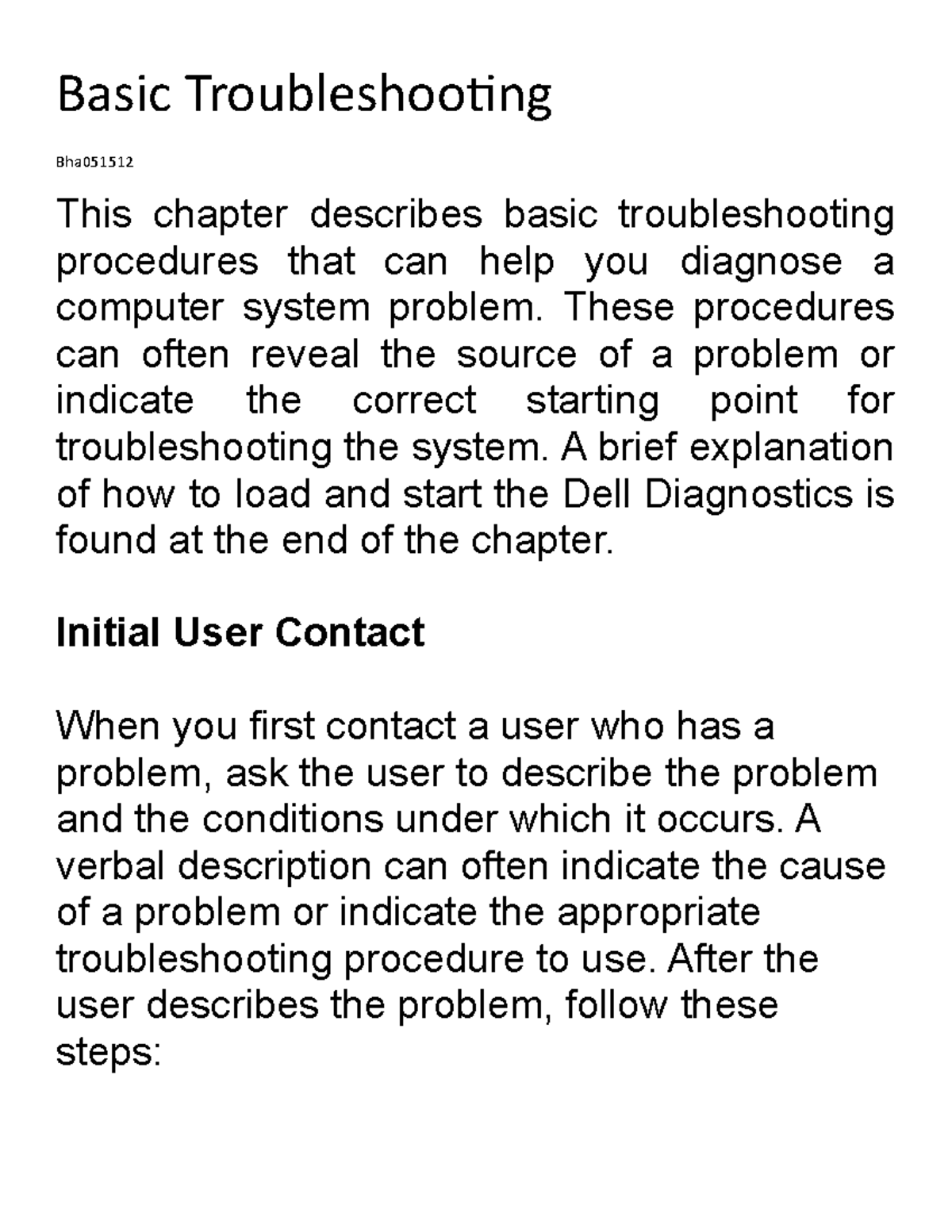 Cross - hjhlk - Basic Troubleshooting Bha This chapter describes basic troubleshooting ...