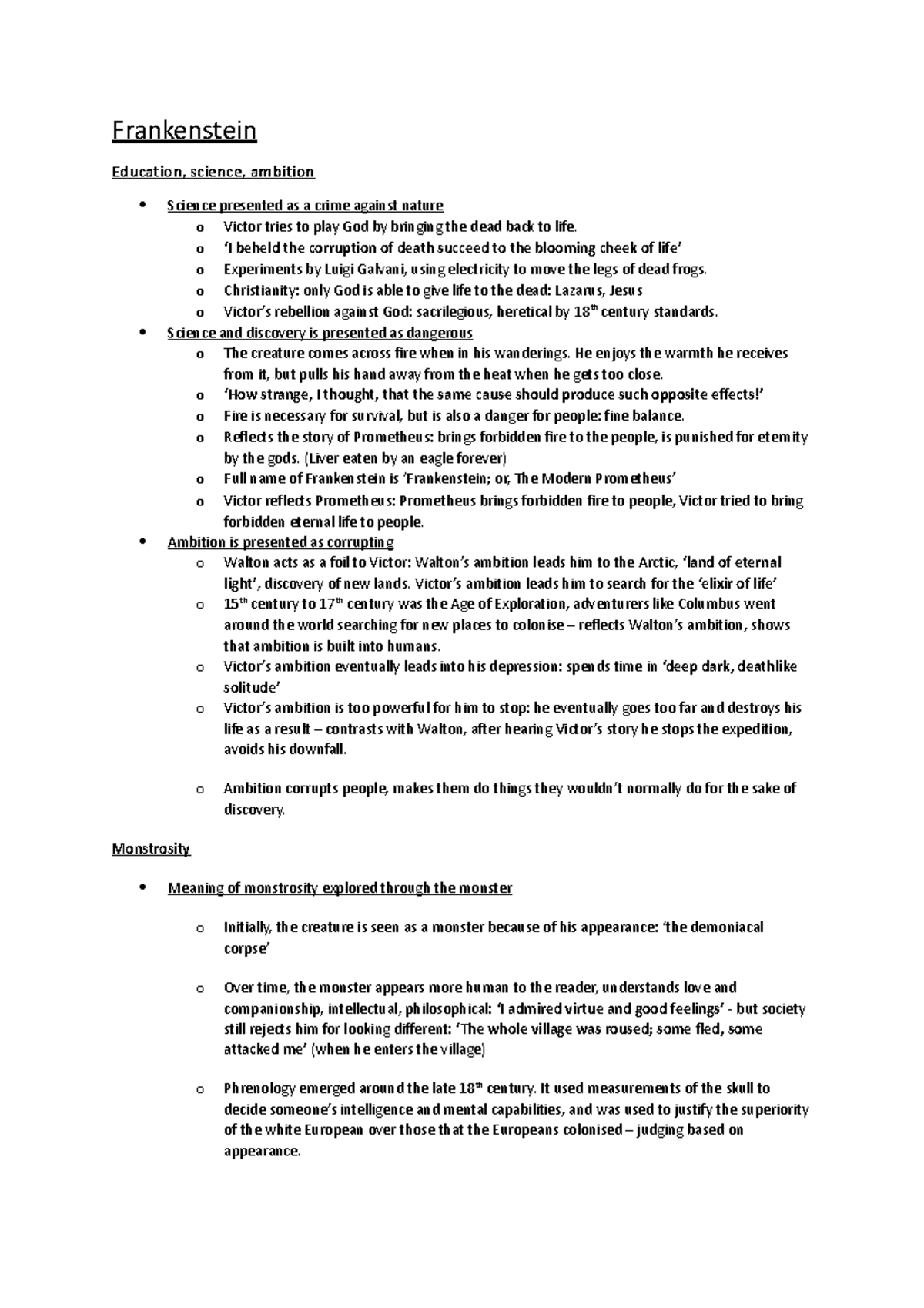 Frankenstein Themes - Frankenstein Education, science, ambition Science ...