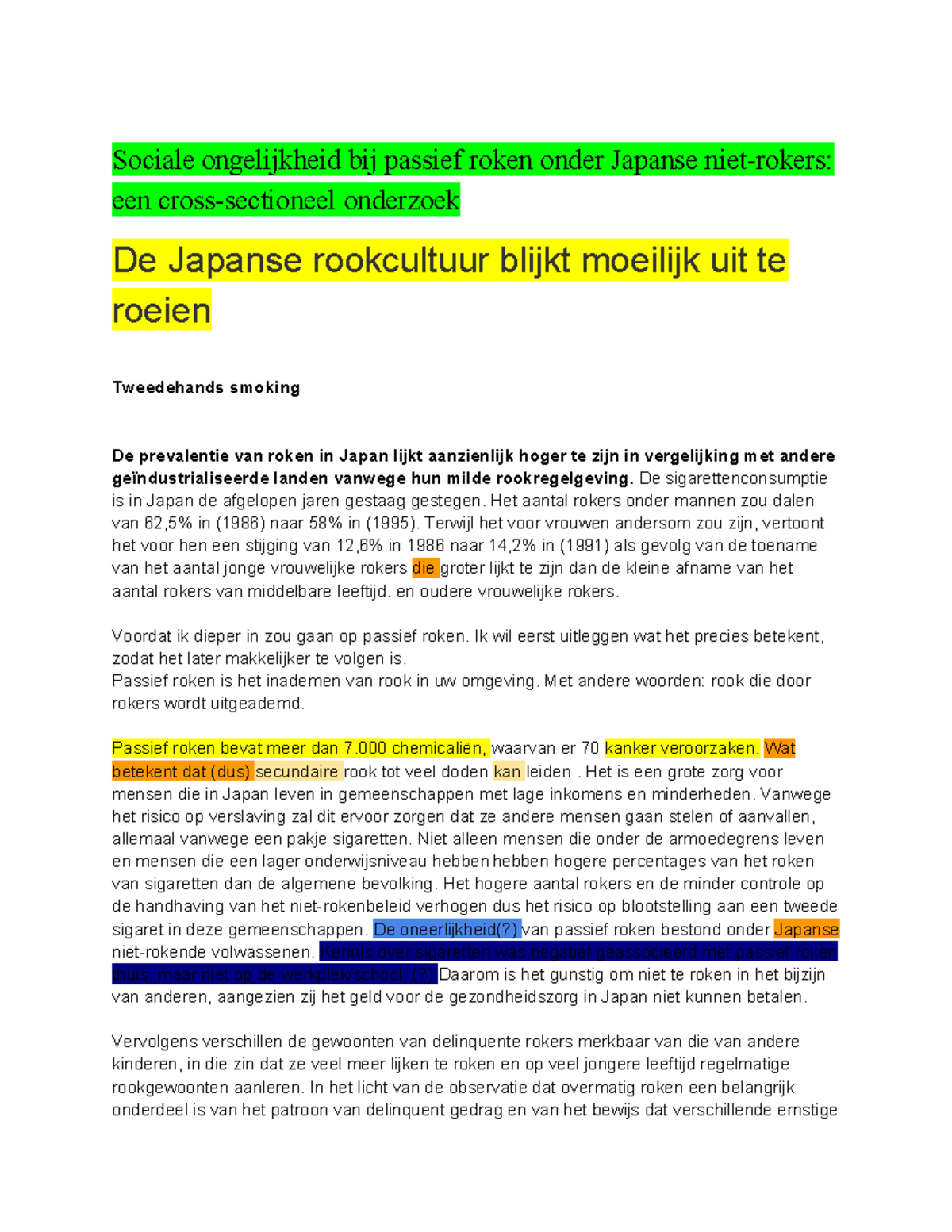 Japanners die roken - Sociale ongelijkheid bij passief roken onder ...