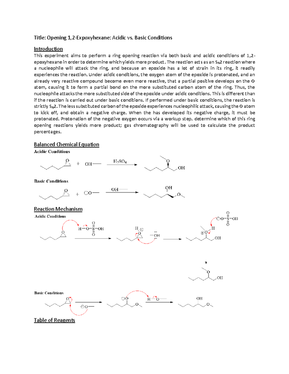 Lab 4 - Ring Opening of an Epoxide - Title: Opening 1,2-Expoxyhexane ...