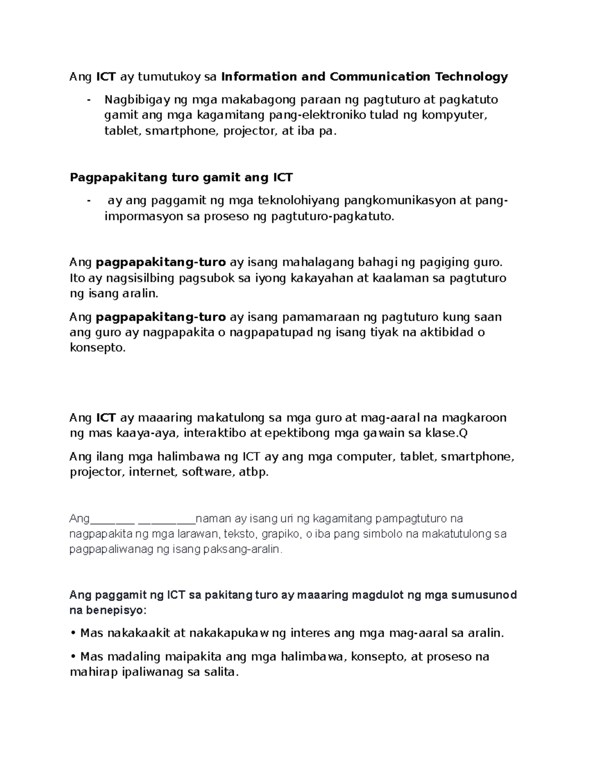 Teknolohiya - Pakitang turo gamit ang ict - Ang ICT ay tumutukoy sa ...