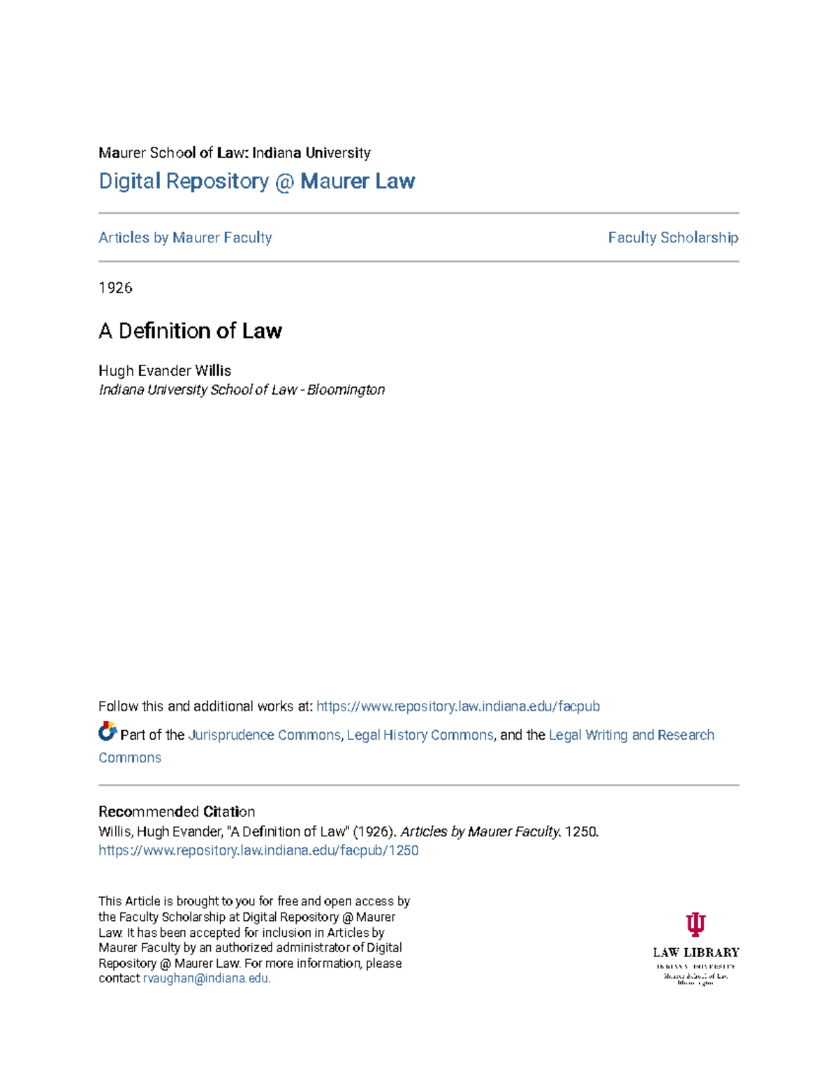 A Definition of Law - LAW STARTER - Maurer School of Law: Indiana ...