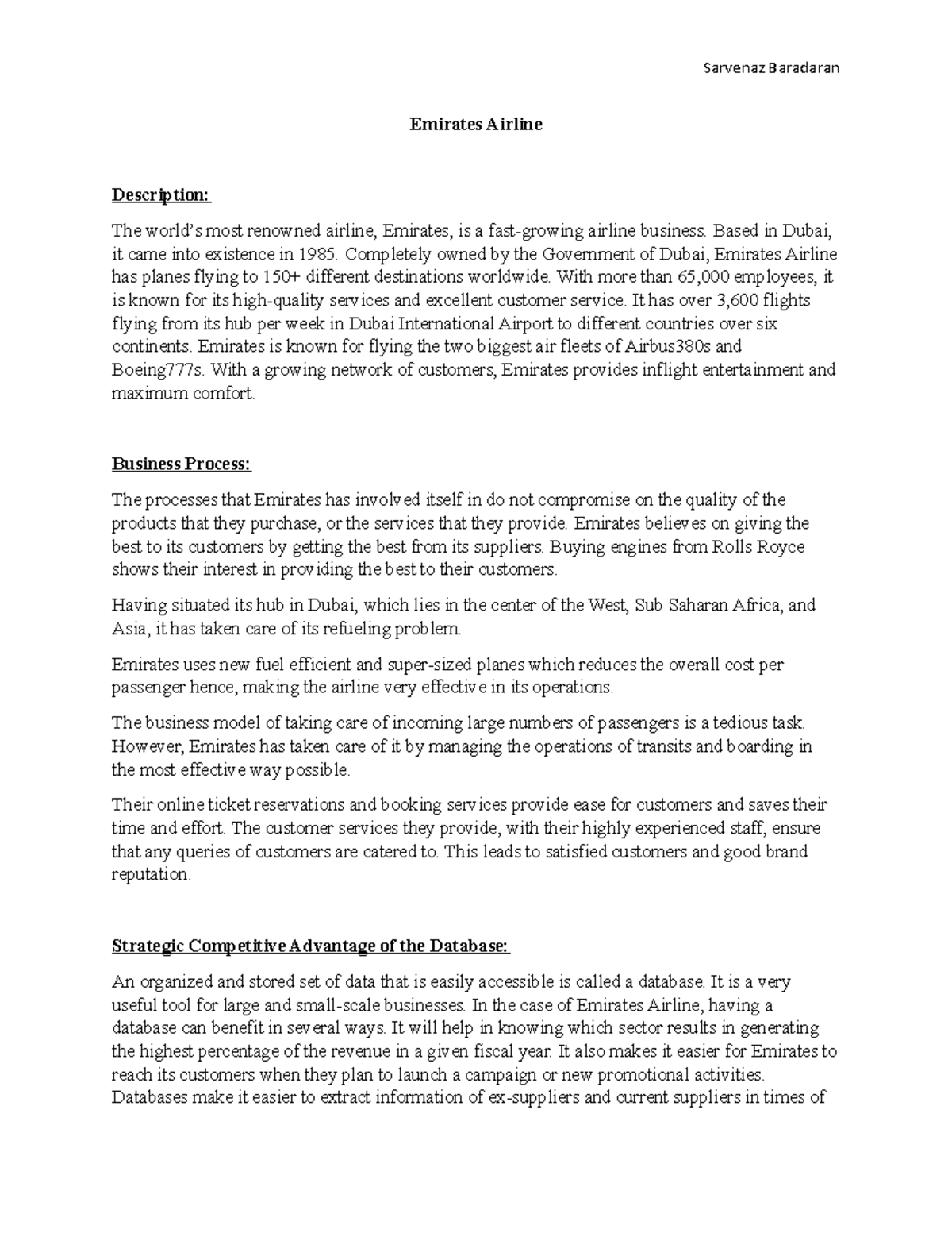 Emirates Airline - bussiness process - Emirates Airline Description ...