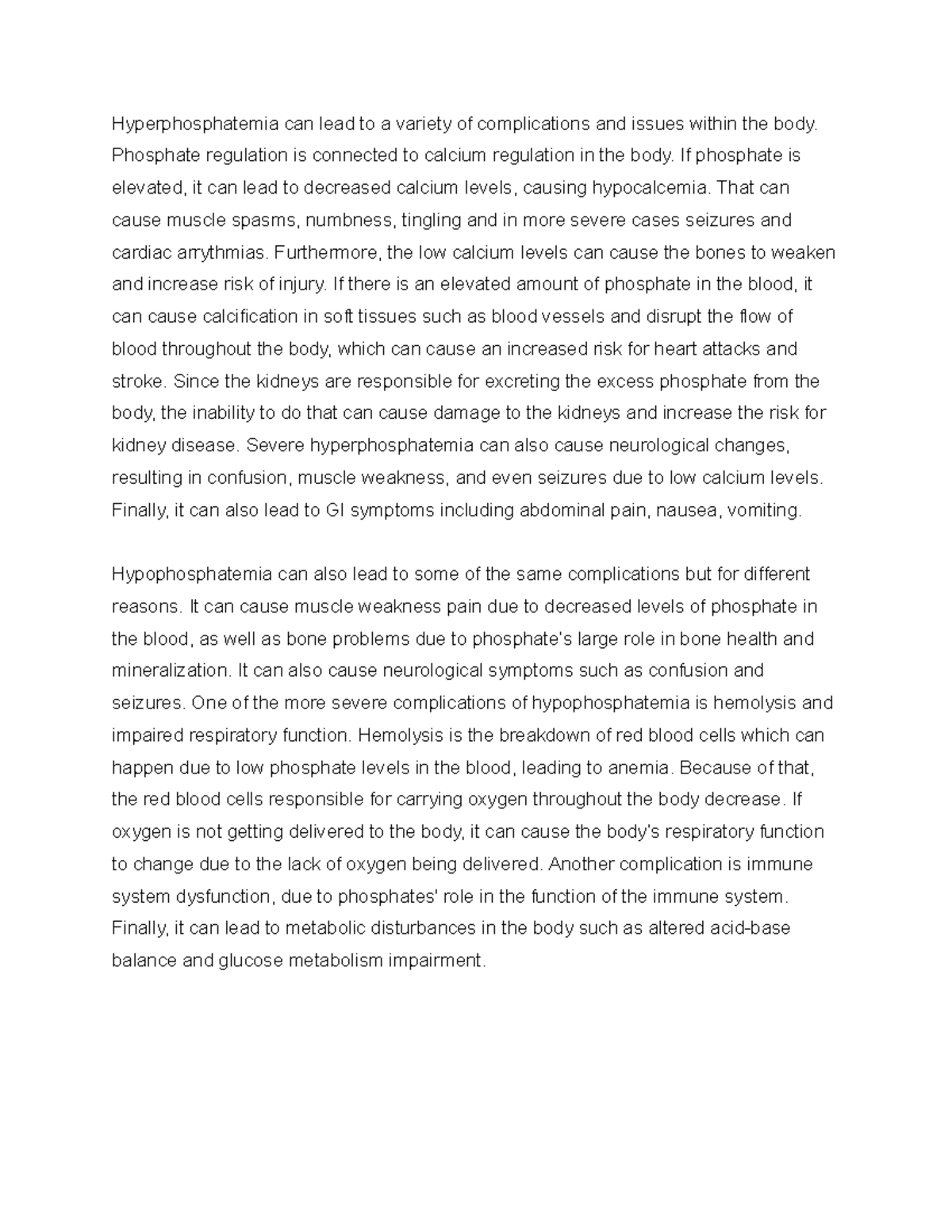 Nur 342 Script - Hyperphosphatemia can lead to a variety of ...