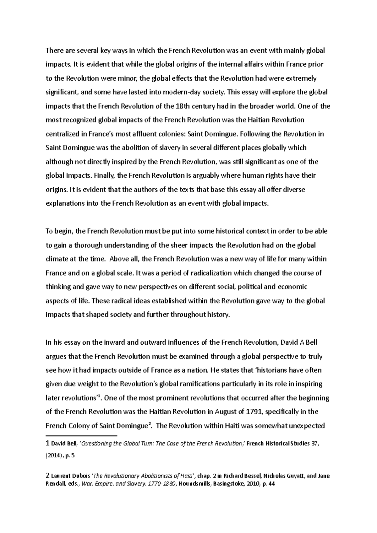 HIS103 Essay - french revolution - There are several key ways in which ...