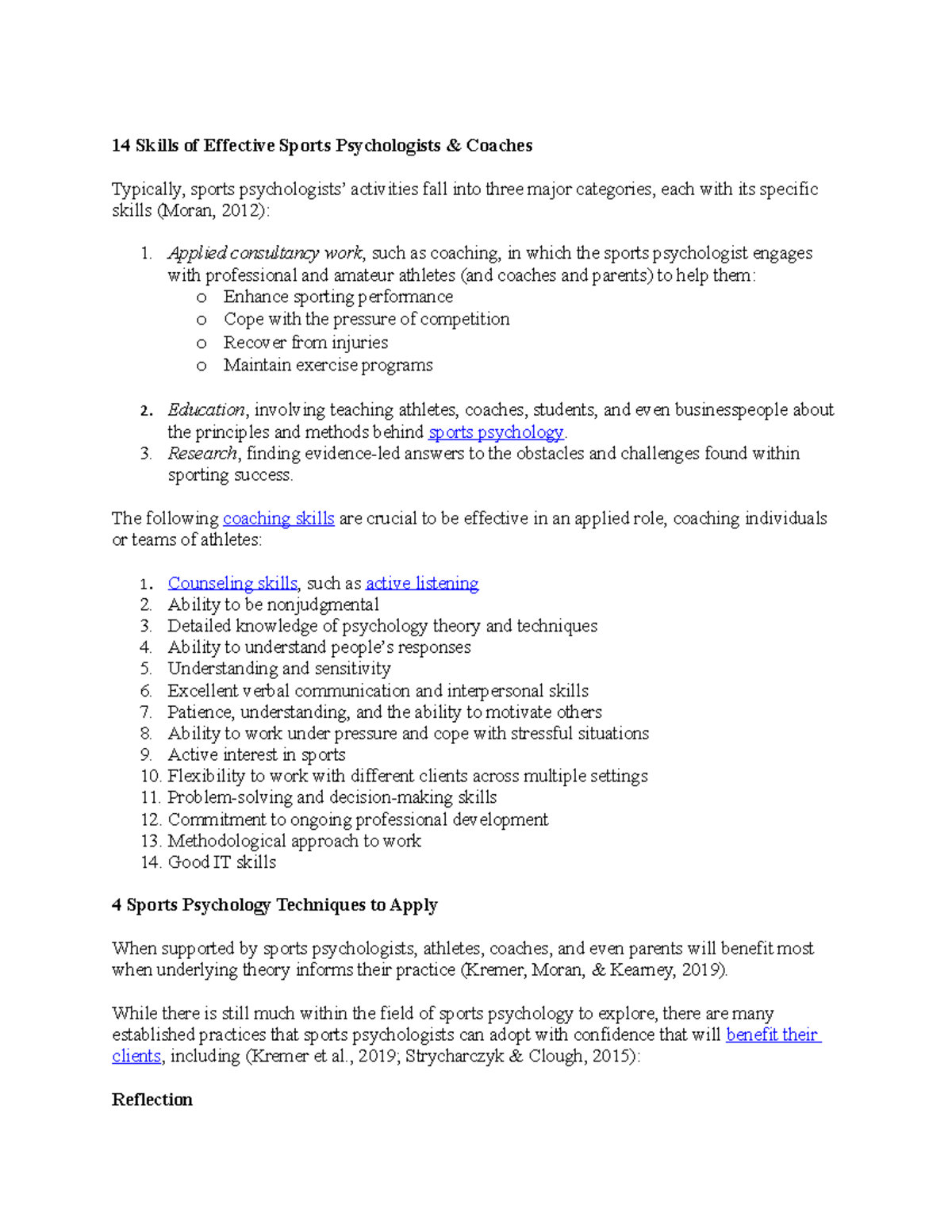 14 Skills of Effective Sports Psychologists - Research, finding ...