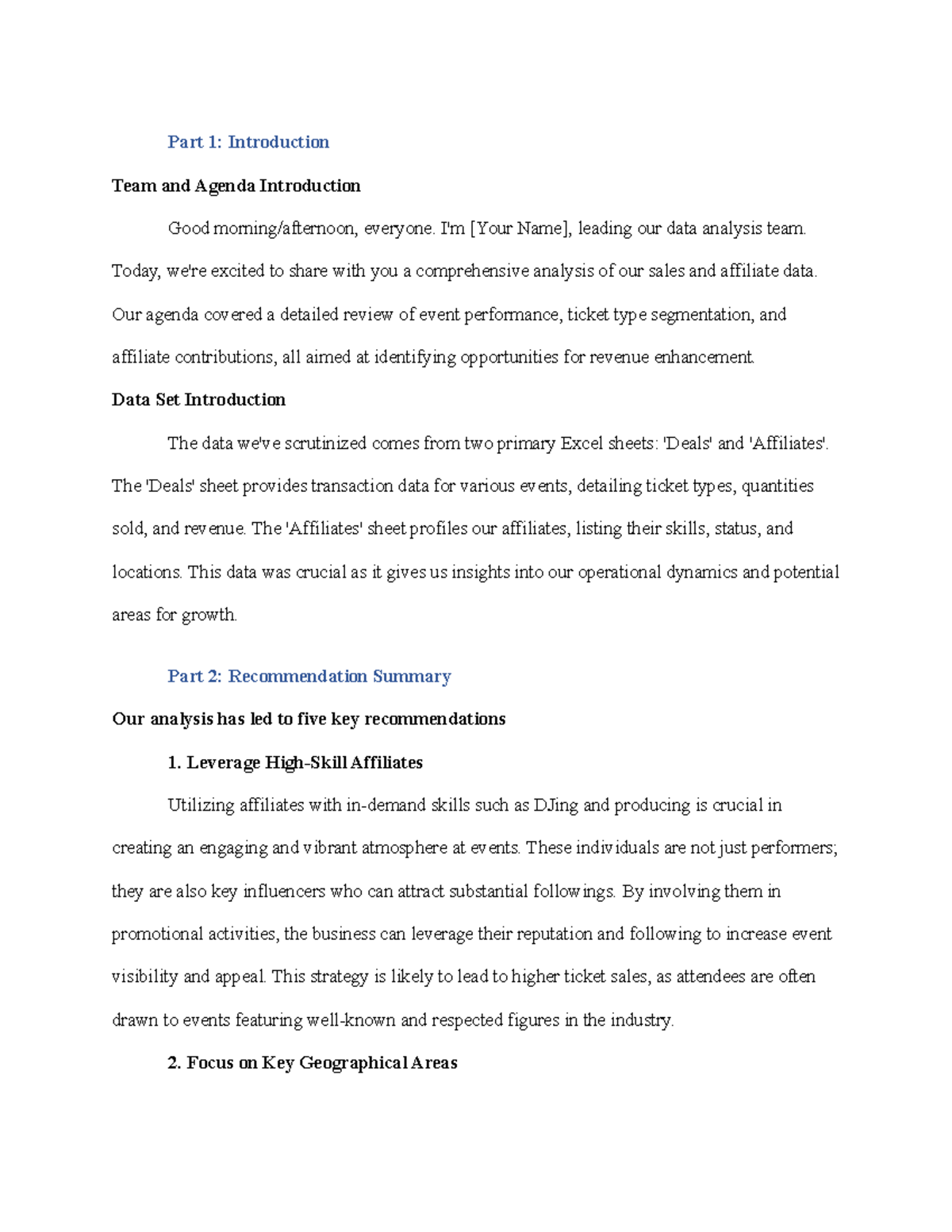 Group Presentation - Nice - Part 1: Introduction Team and Agenda ...