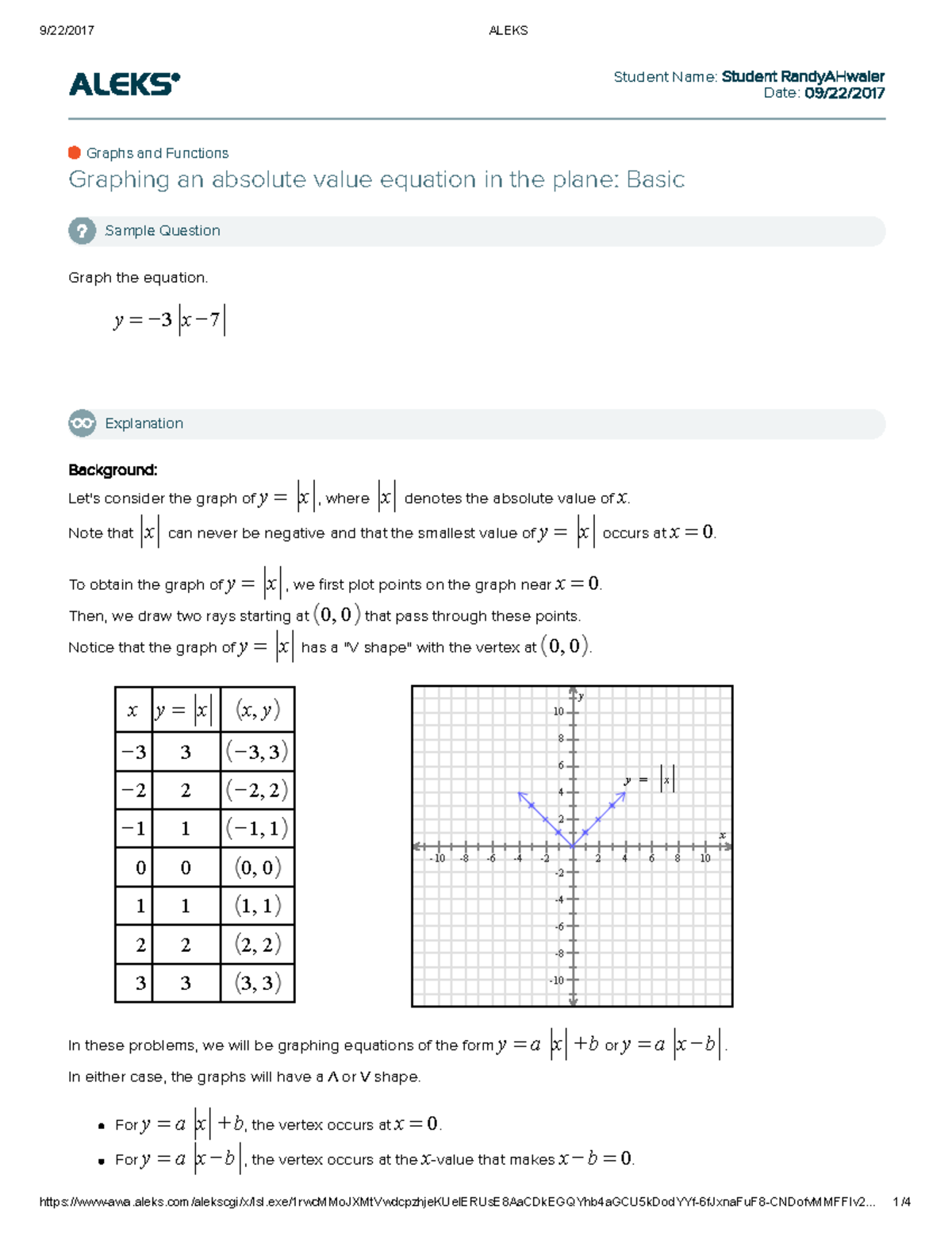 Graphing an absolute value equation in the plane Basic - - Studocu