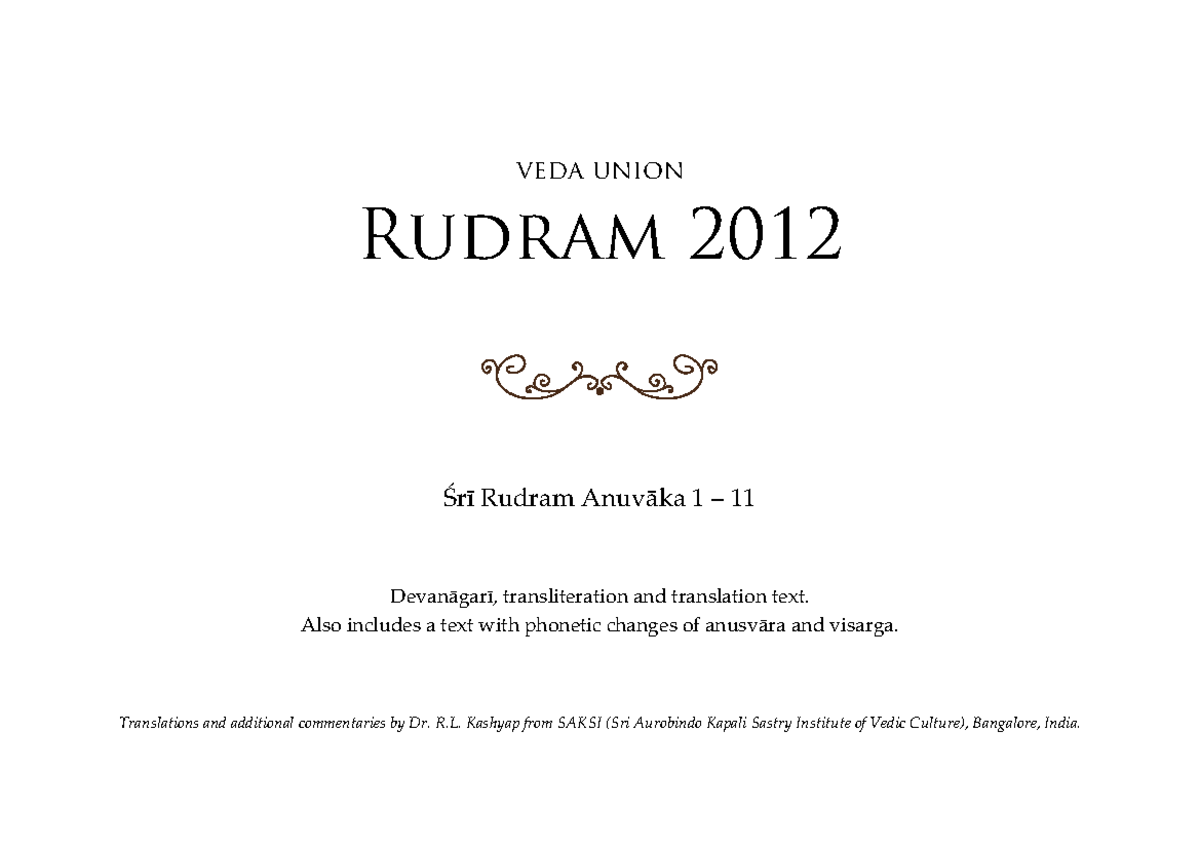Rudram - Also includes a text with phonetic changes of anusvāra and ...