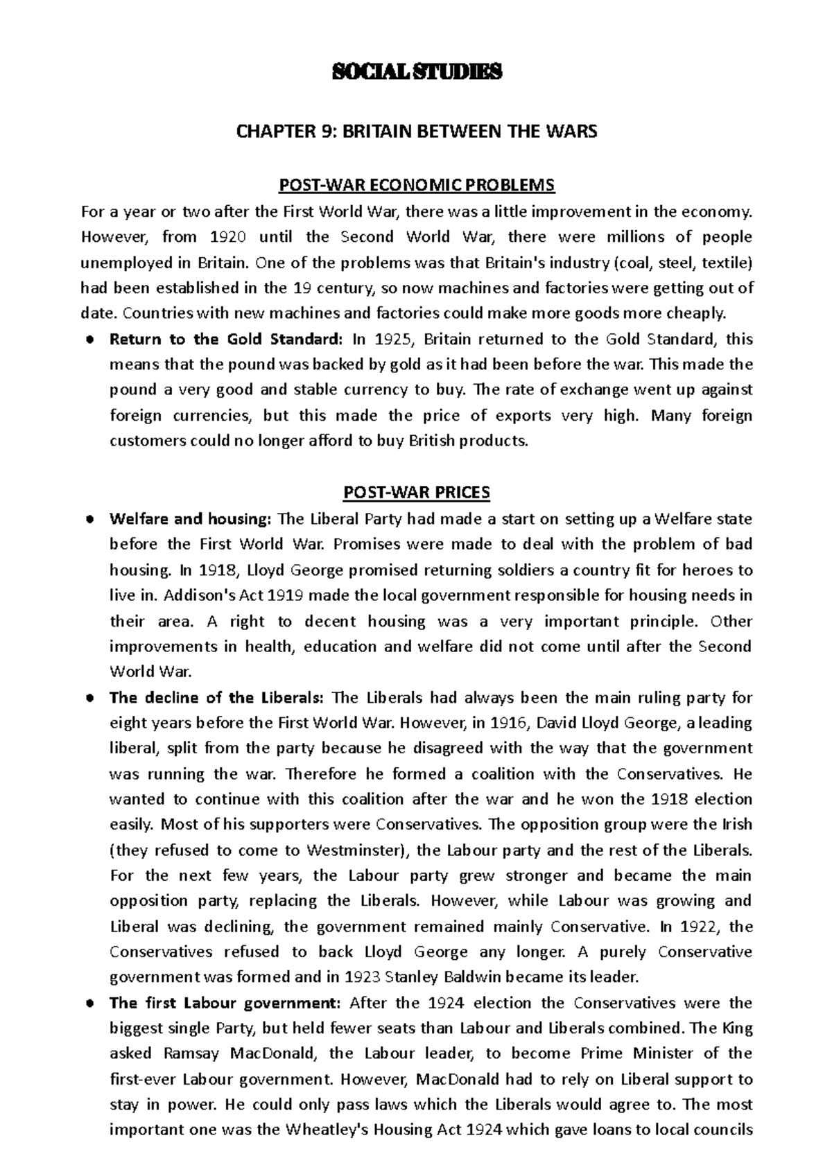Copia de Social Studies CAP 9 - SOCIAL STUDIES CHAPTER 9: BRITAIN ...