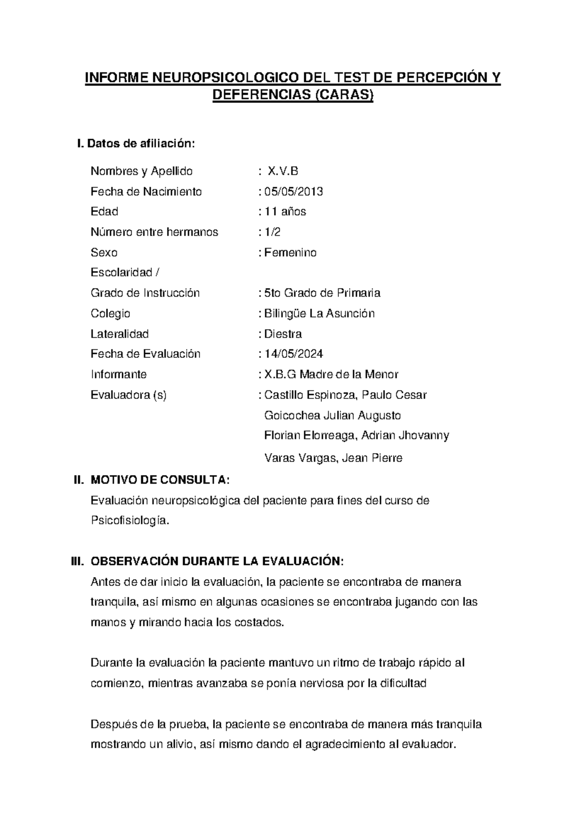 TEST Caras - agDGdsfWEFCRGF - INFORME NEUROPSICOLOGICO DEL TEST DE ...