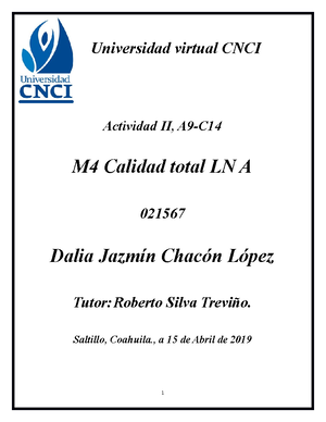 Calidad Total Actividad 1 CNCI - Modulo Calidad Total Actividad 1 Profesor Alan Pedraza Cruz ...