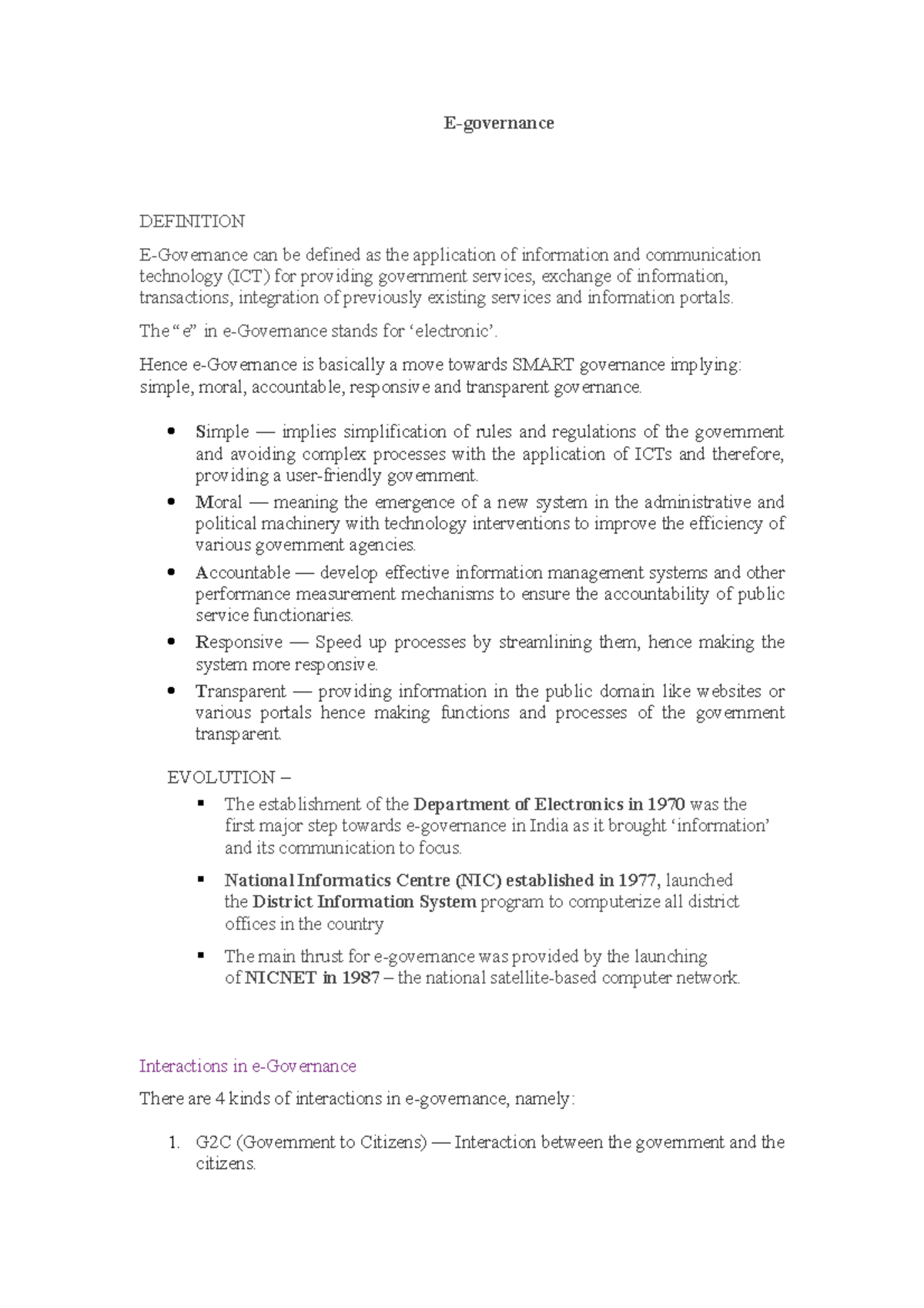 E- Governance - E-governance DEFINITION E-Governance can be defined as ...