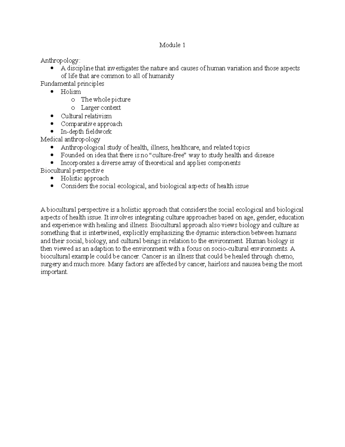 Module 1 - Module 1 Anthropology: A discipline that investigates the ...