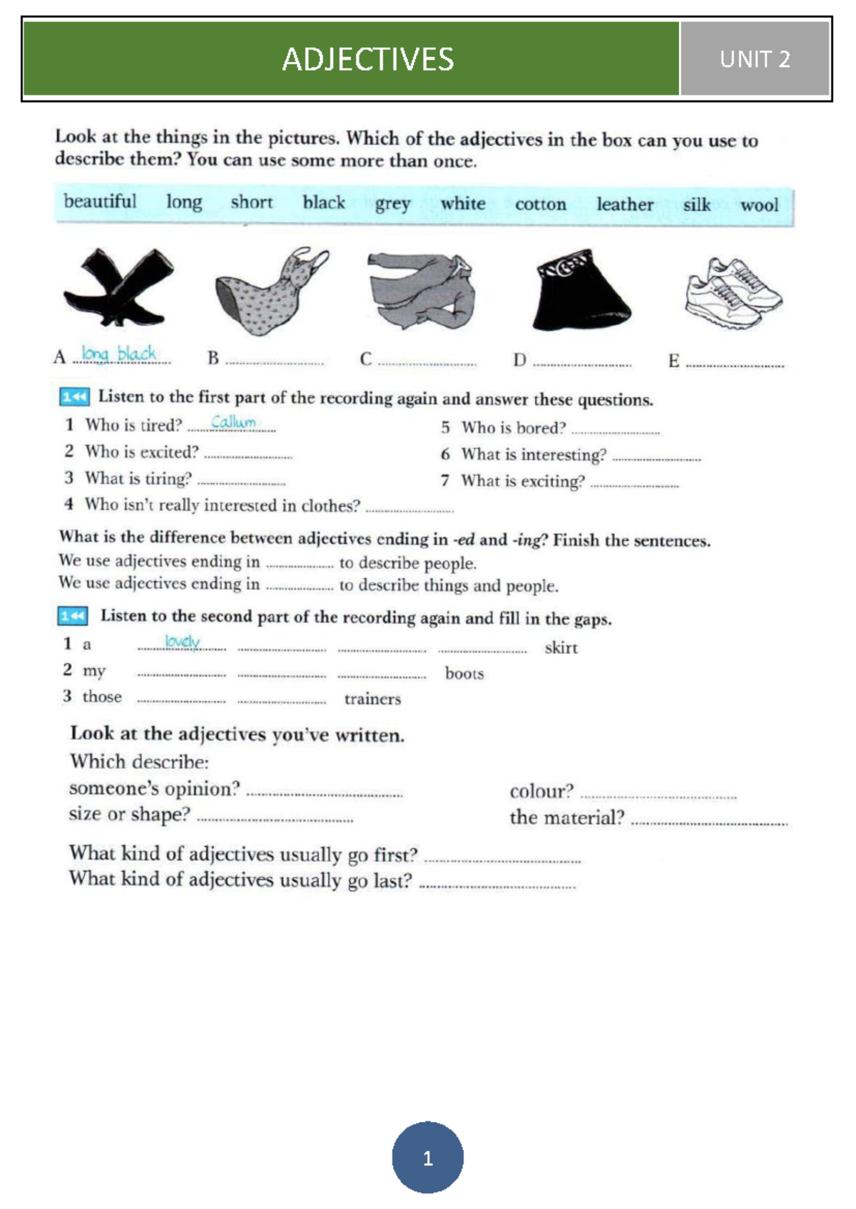 1- Adjectives-grammar B1 - Niveles de Idioma Extranjero (Inglés o ...