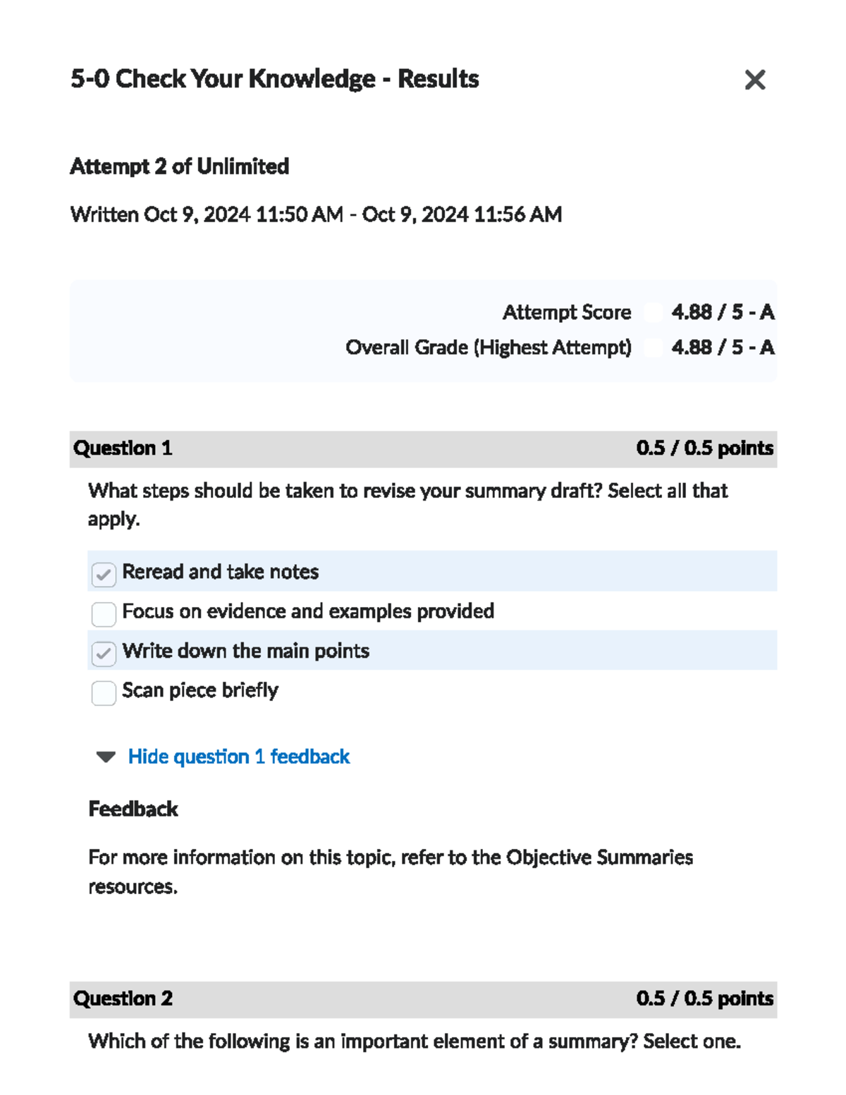 Check your knowledge week 5 - Check Your Knowledge Results X Attempt 2 ...