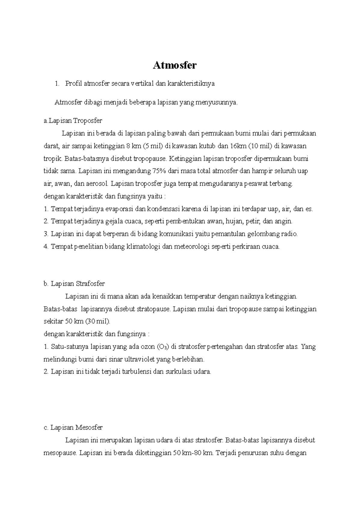 Atmosfer - Atmosfer Profil atmosfer secara vertikal dan ...