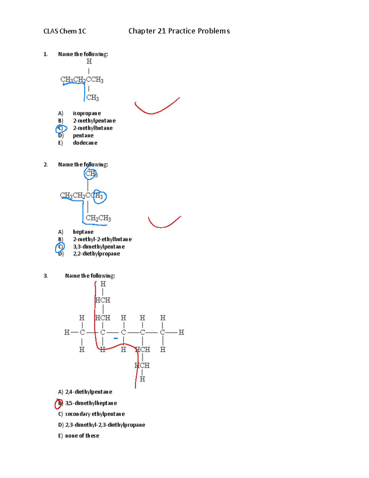 1C Ch 21 Practice Problems Kunkel Sp24 - CLAS Chem 1C Chapter 21 ...