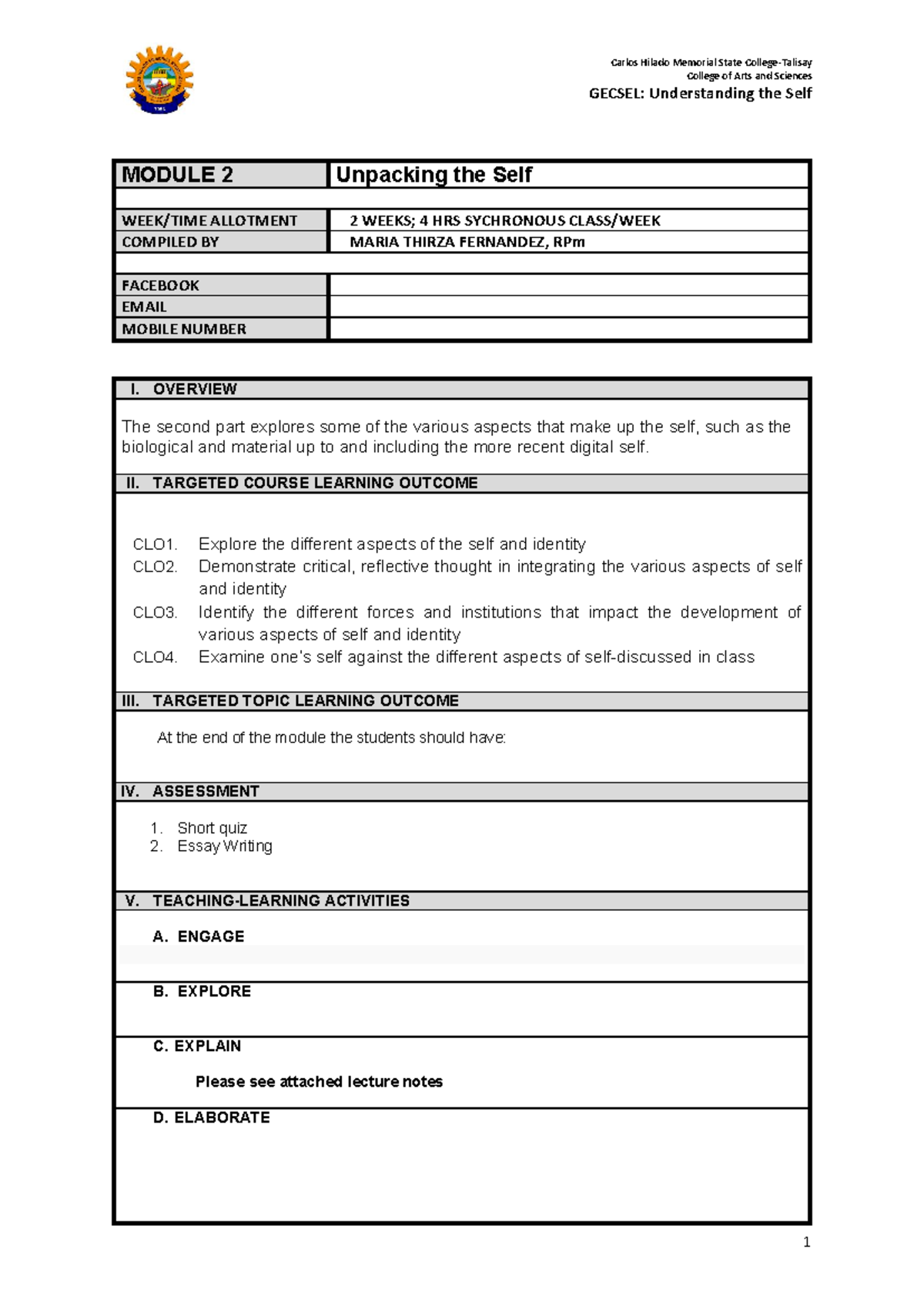 Gecsel Module 2 1 - Haha - College of Arts and Sciences GECSEL ...