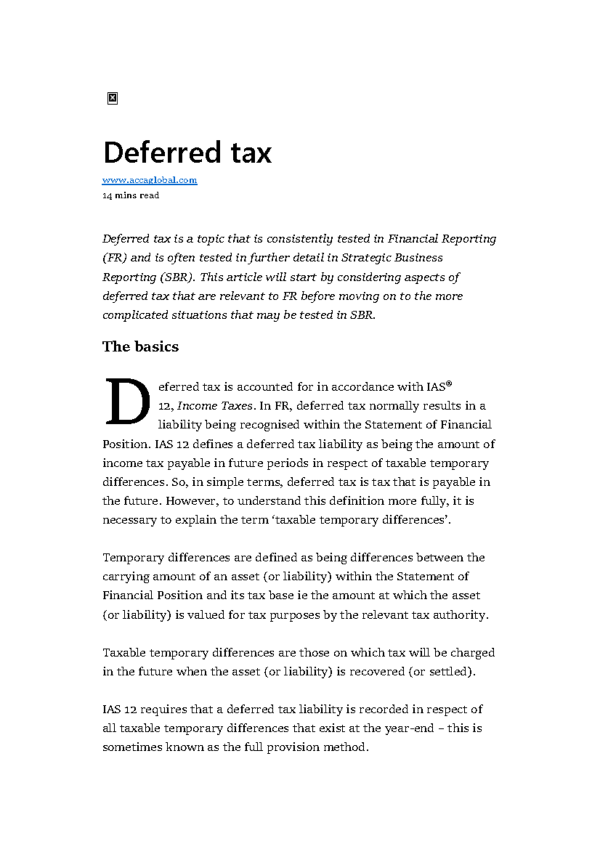 5. Deferred tax - D Deferred tax Deferred tax is a topic that is ...