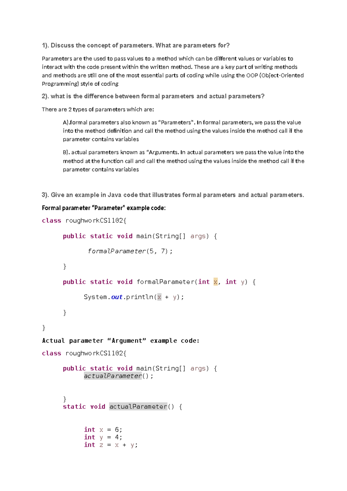 UNIT3 Discussion assignment - 1). Discuss the concept of parameters. What are parameters for ...