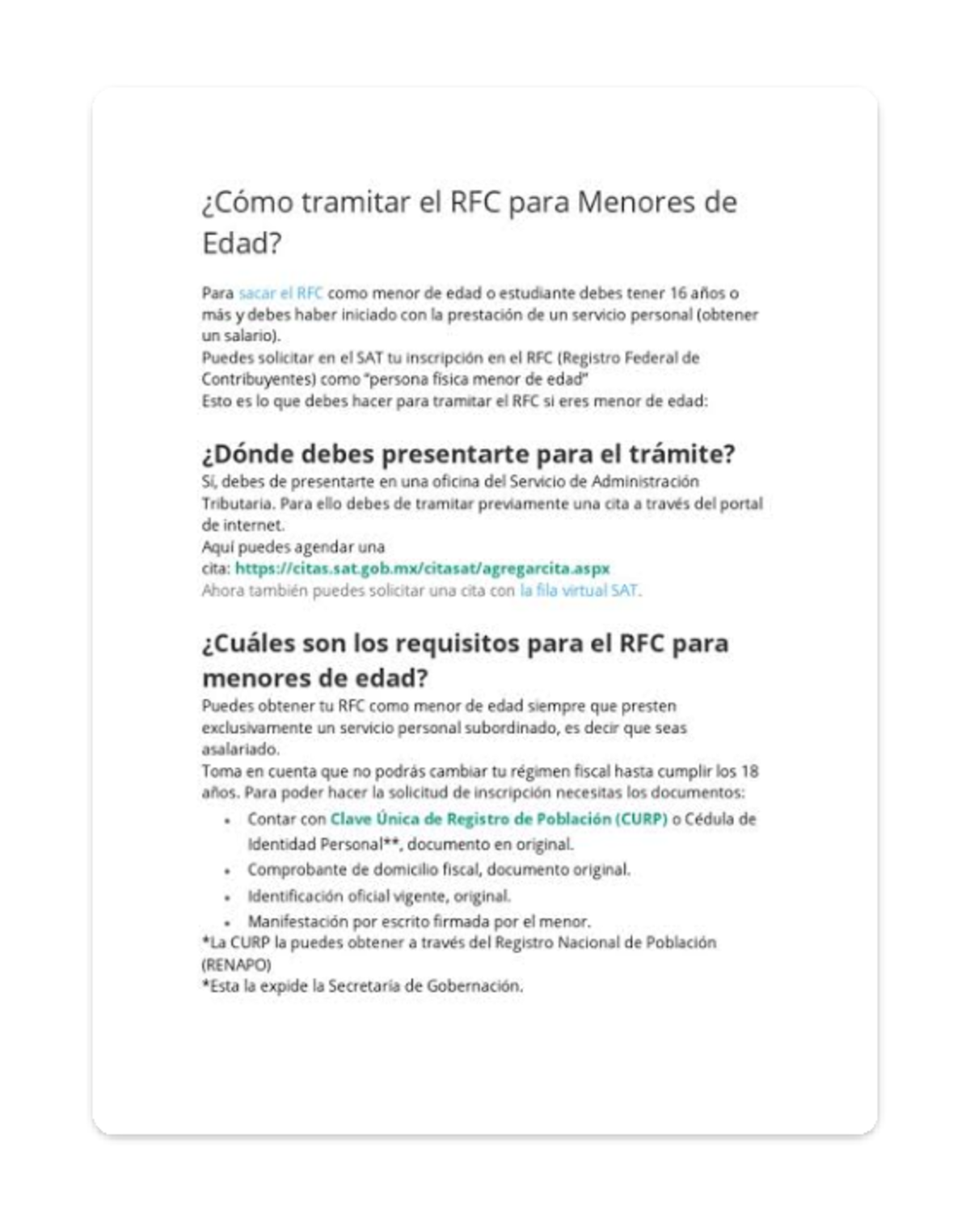 Rfc - Documento perfecto - i Cómo tramitar el RFC para Menores de Edad ...