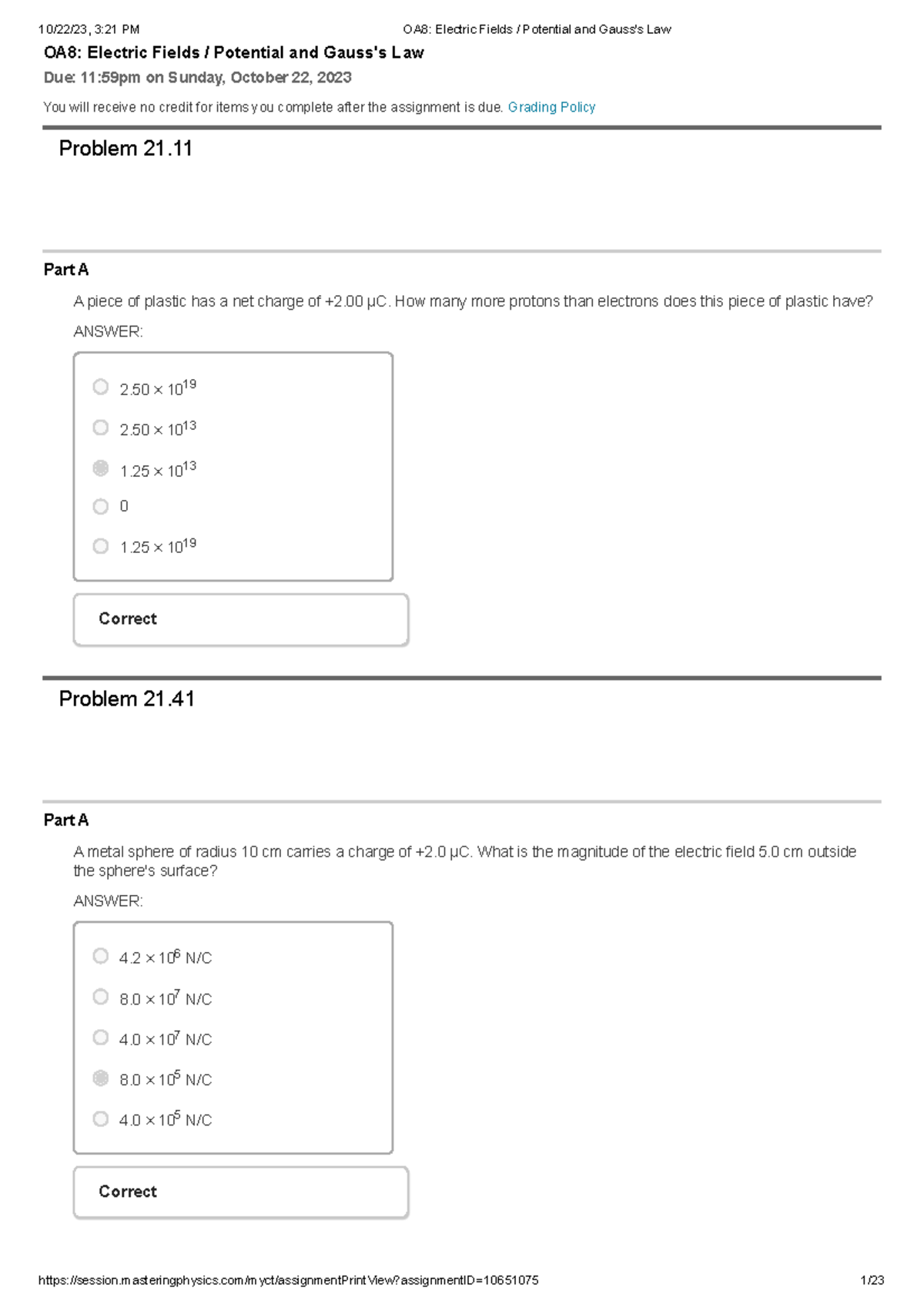 Physics OA8 Electric Fields Potential and Gauss's Law - OA8: Electric ...