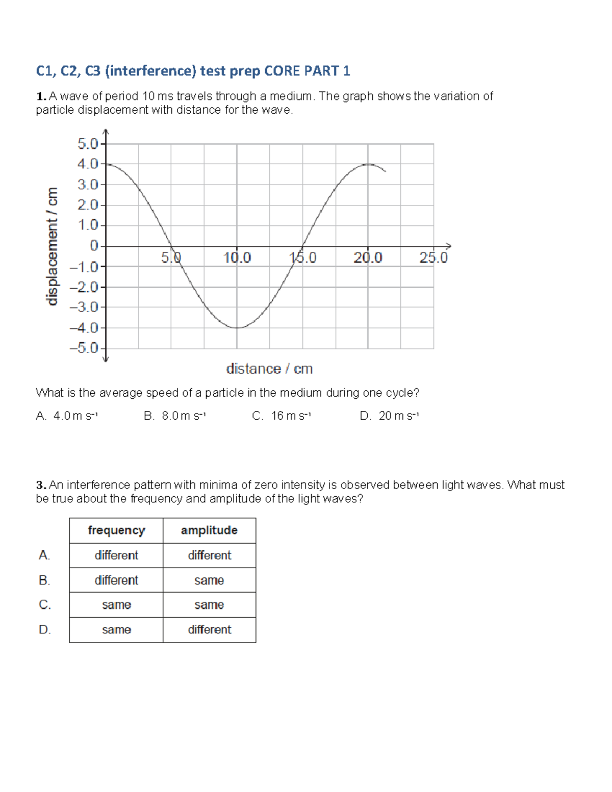 Interference - interferecne - C1, C2, C3 (interference) test prep CORE ...