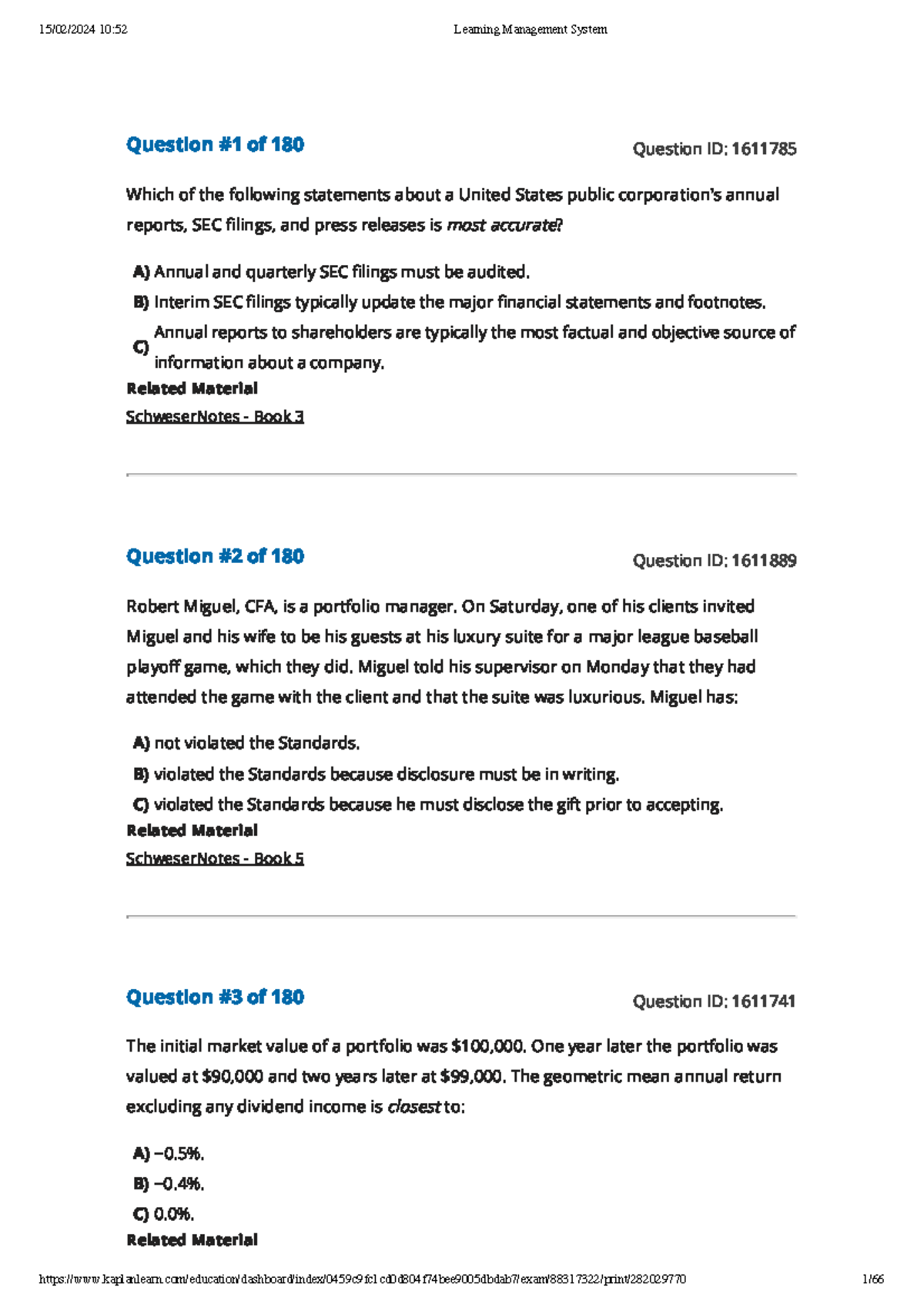 CFA-Mock1 - mock - Question #1 of 180 Question ID: 1611785 Which of the ...