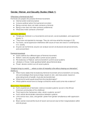 GWSS Week 9 - Introduction To Gender, Women, And Sexuality Studies ...