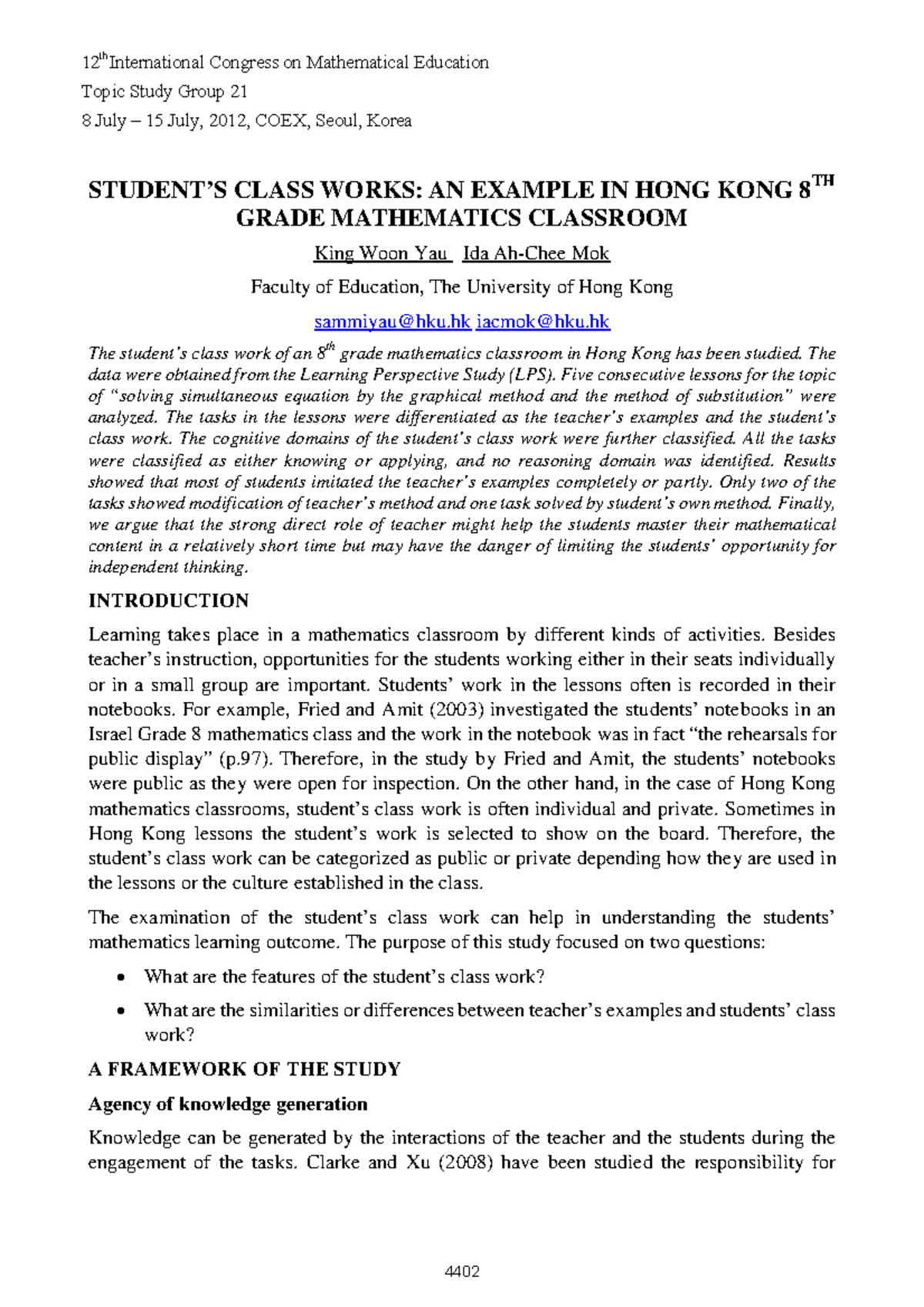 Students class works an example in Hong - STUDENT’S CLASS WORKS: AN ...