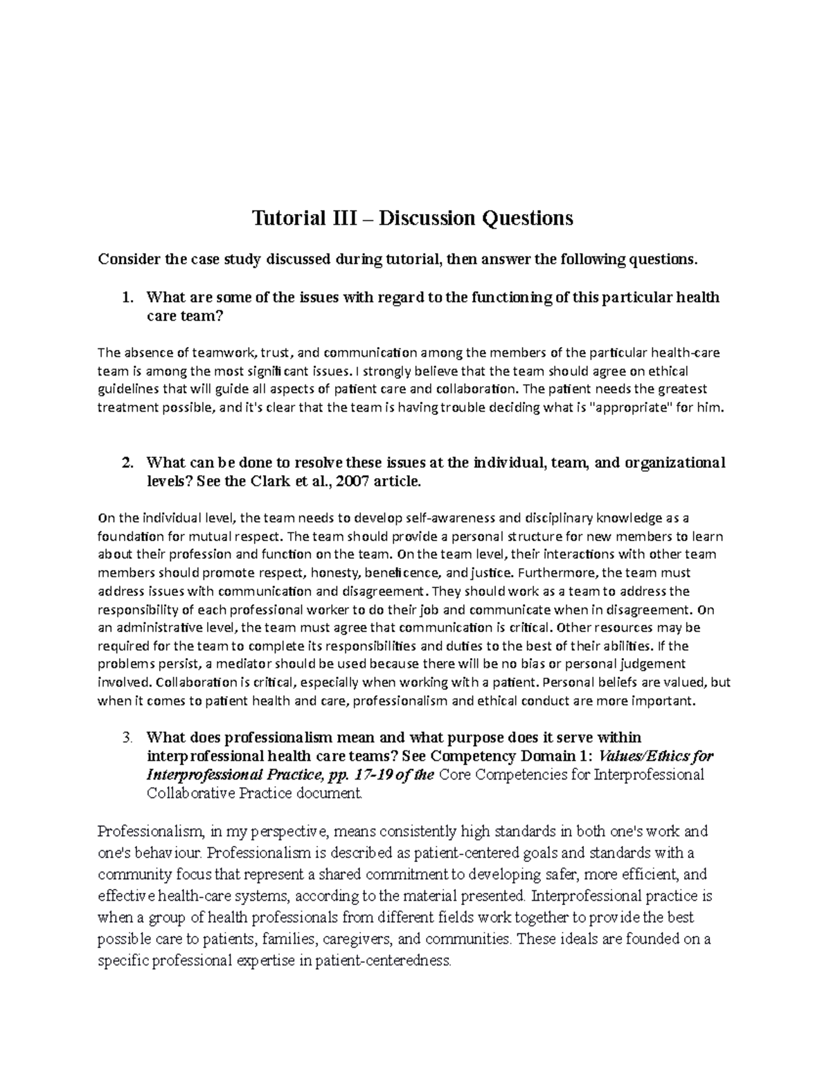 Tutorial 3 - Ethics tutorial - Tutorial III – Discussion Questions ...