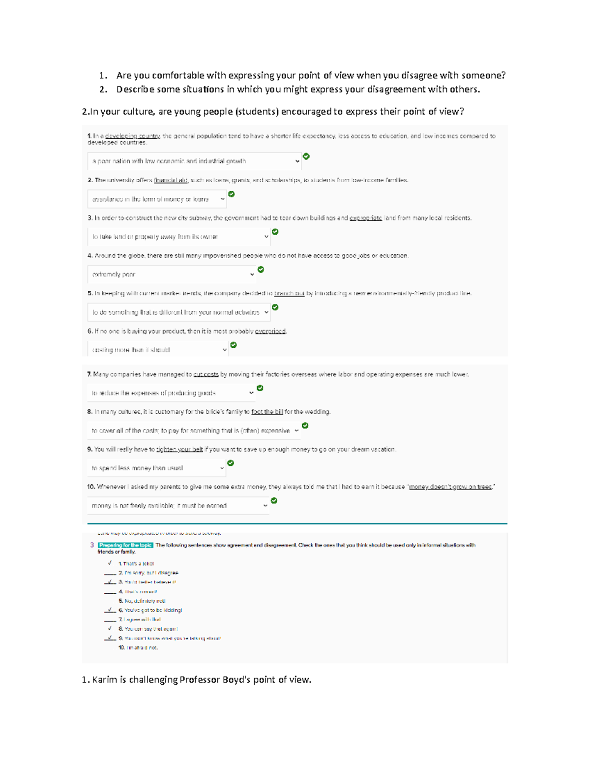 Ingles - dadadd dadad - Are you comfortable with expressing your point ...