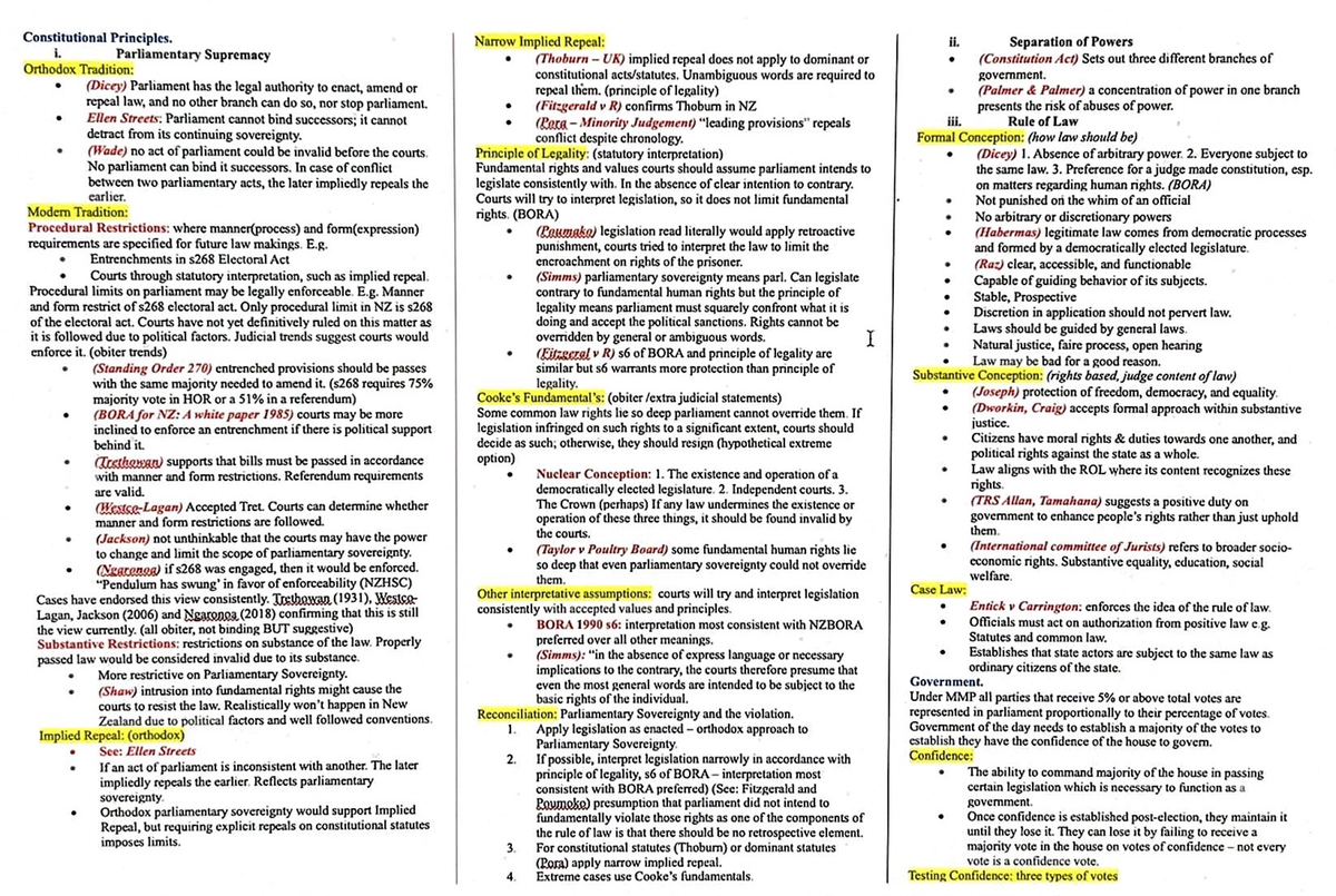 Public cheat sheet - Constitutional Principles. Narrow Implied Repeal ...