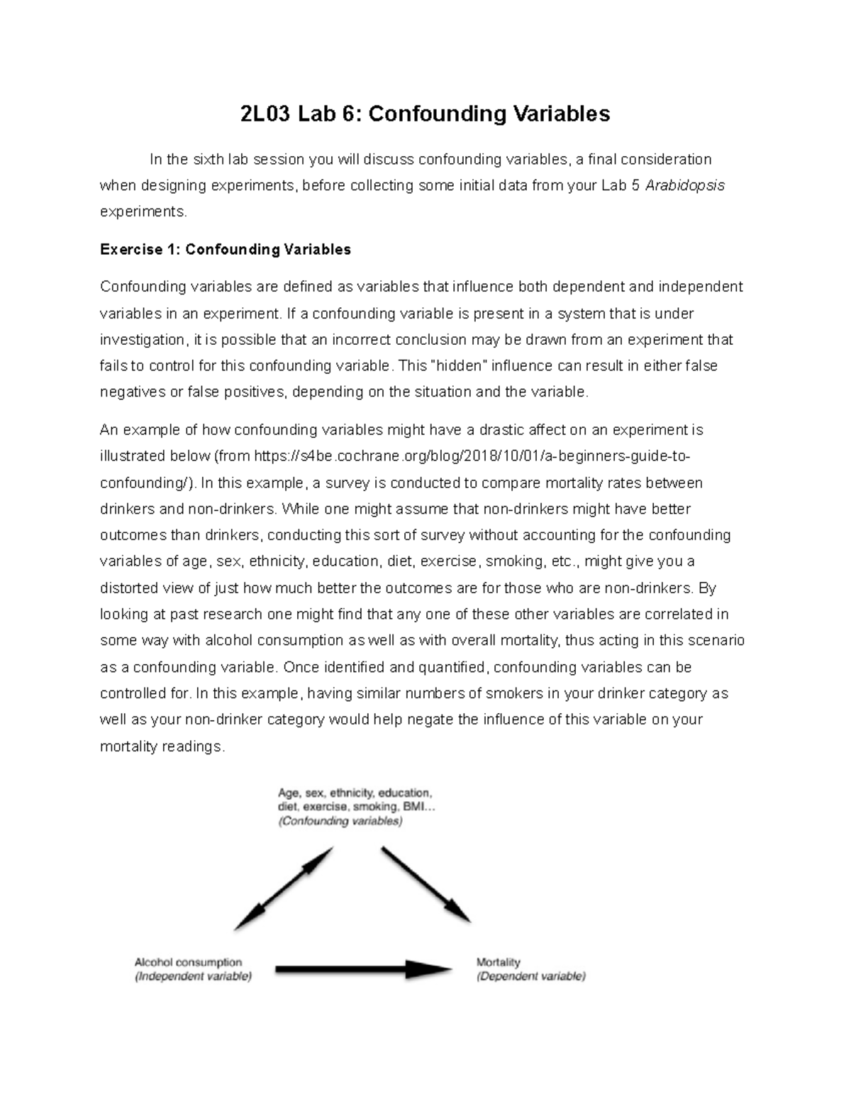 Lab 6 Manual - 2L03 Lab 6: Confounding Variables In the sixth lab session you will discuss - Studocu