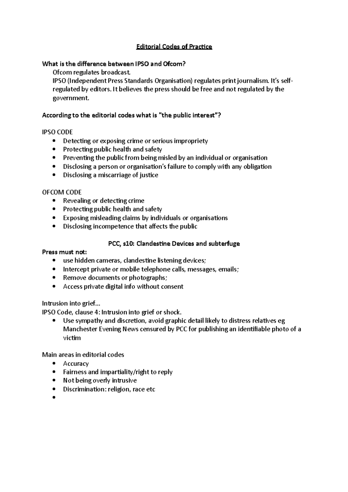 Editorial Codes of Practice - IPSO (Independent Press Standards ...
