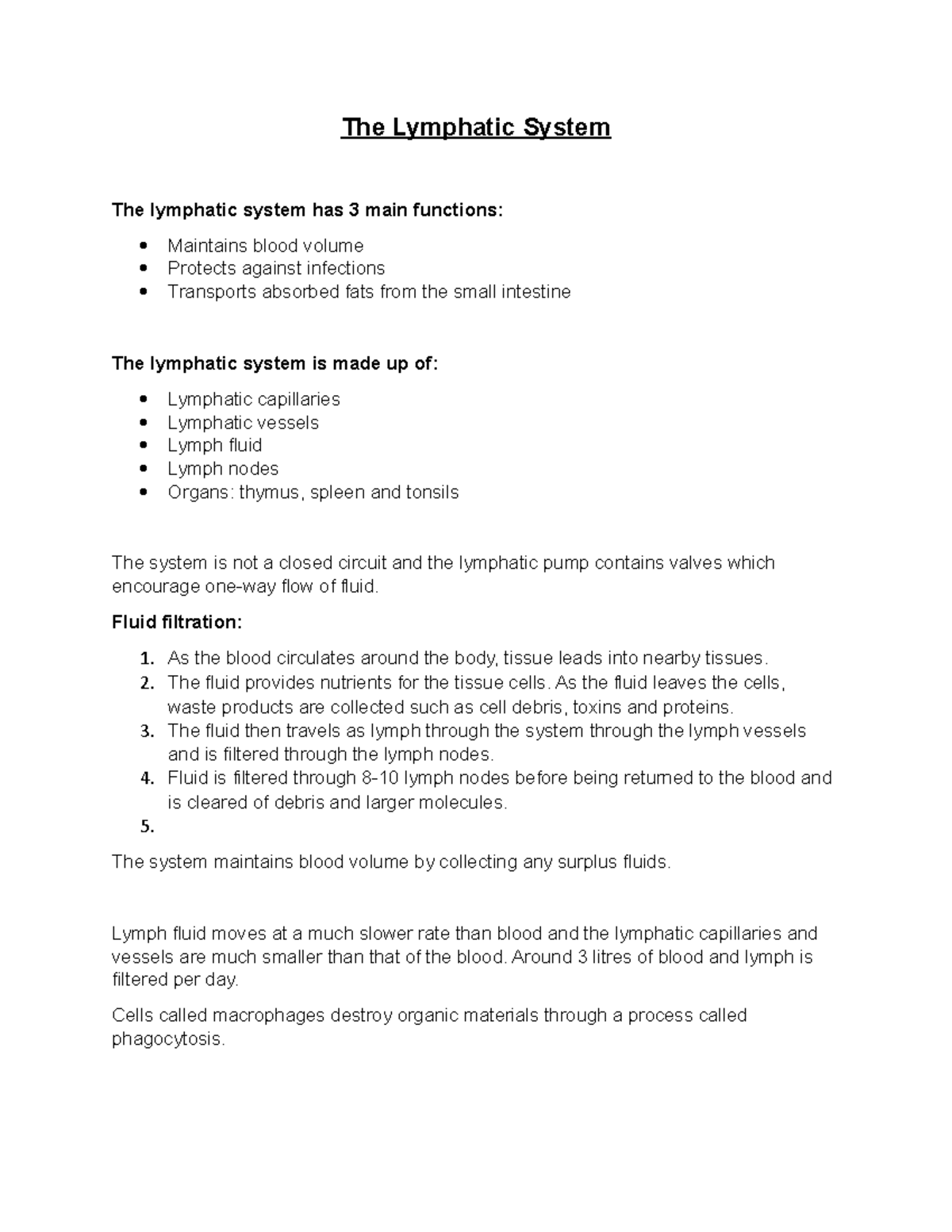 Lymphatic System - The Lymphatic System The lymphatic system has 3 main ...
