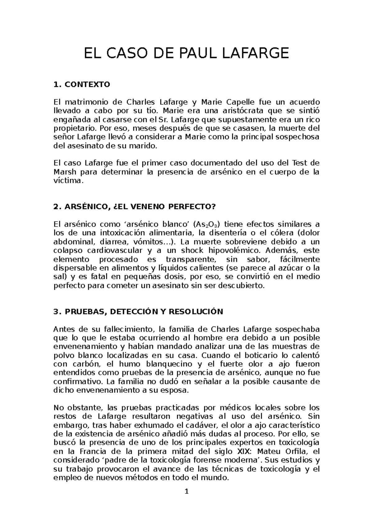Tarea Quimica F. - historia - EL CASO DE PAUL LAFARGE 1. CONTEXTO El ...